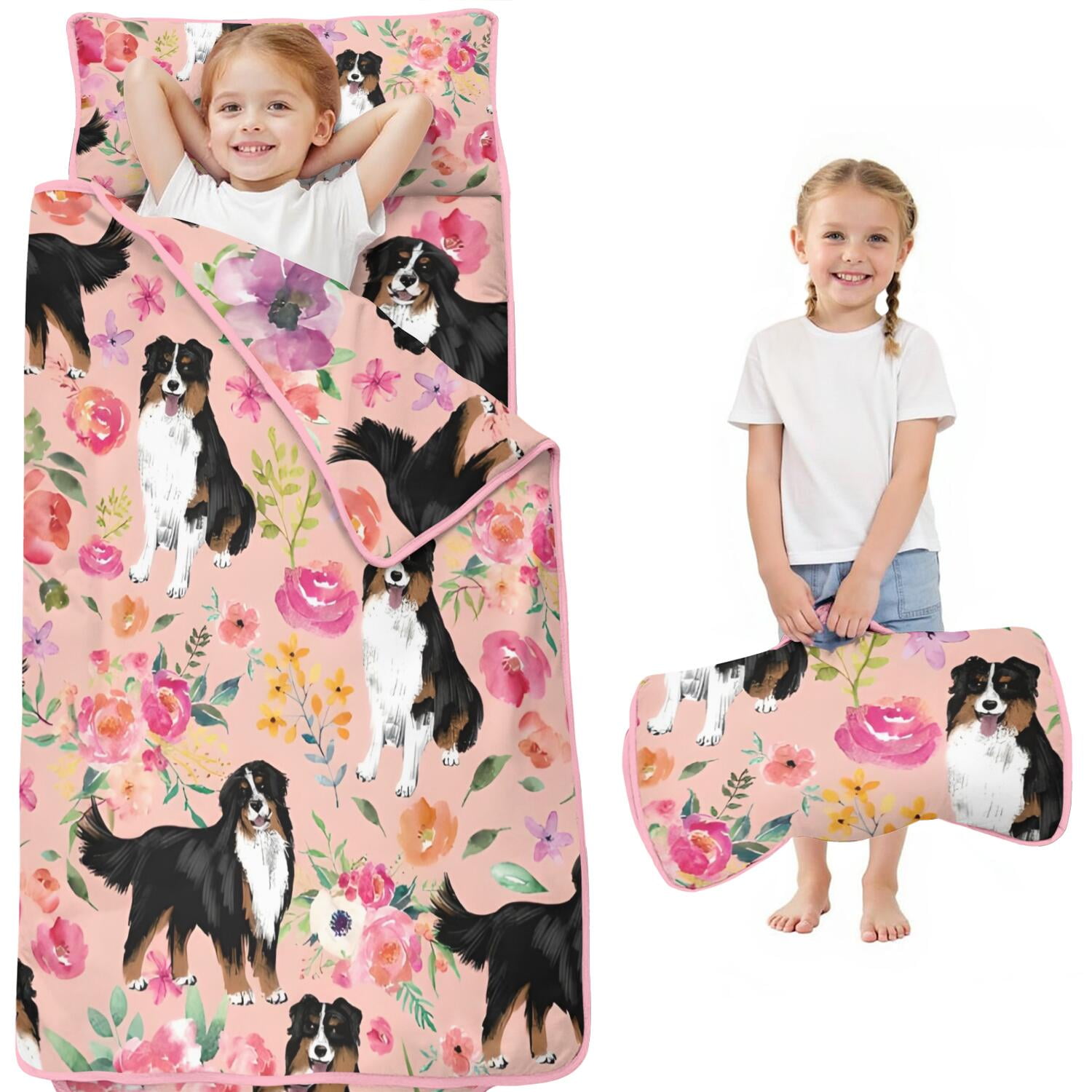 Bernese Mountain Dogs with Pioneer Flower Toddler Nap Mats for Kids ...