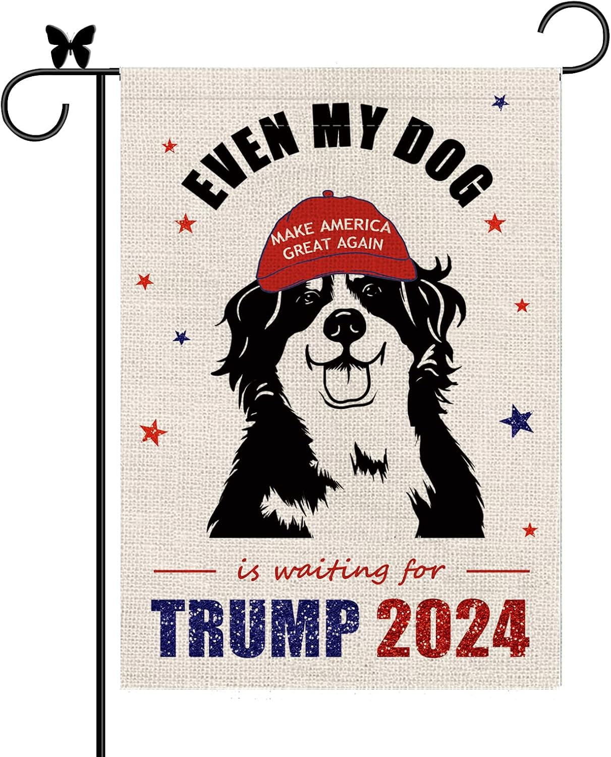 Bernese Mountain Garden Flag Even My Dog Is Waiting For Trump 2024 Outdoor Decor Vertical Burlap ...