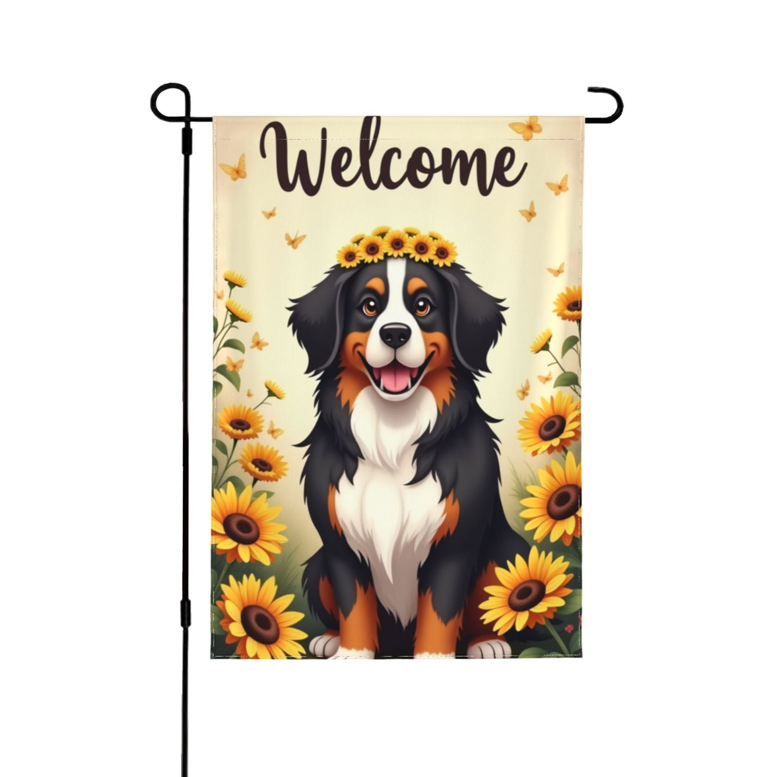 Bernese Mountain Garden Flag Sunflower Garden Flag Summer Flag Spring Welcome Yard Flag Floral ...