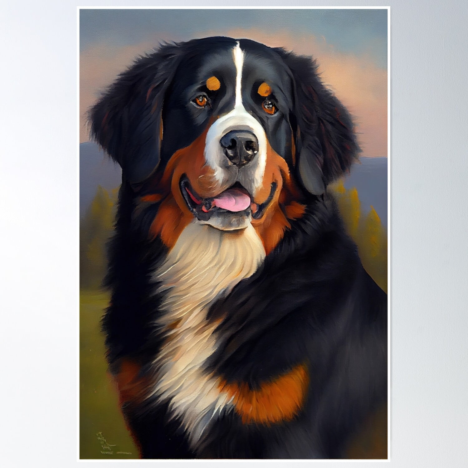 Bernese Mountain - Oil Paint Poster Wall Art, Modern Wall Decor, 24x36 ...