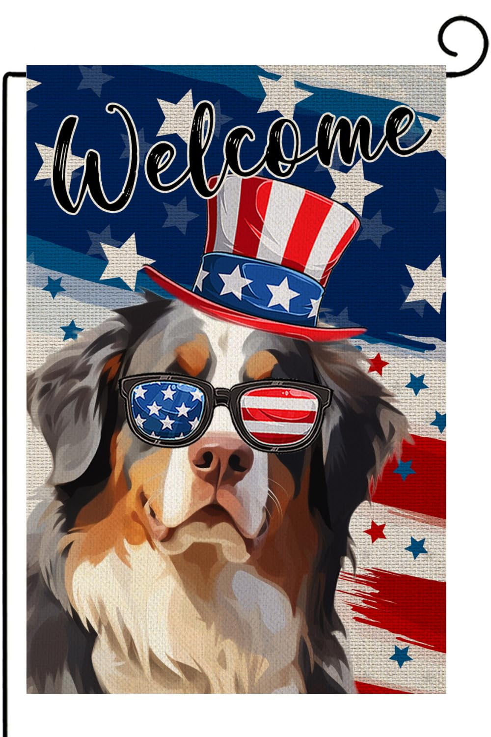 Bernese Mountain Welcome 4th of July Dog Garden Flags Double Sided,Patriotic Yard Flag for ...