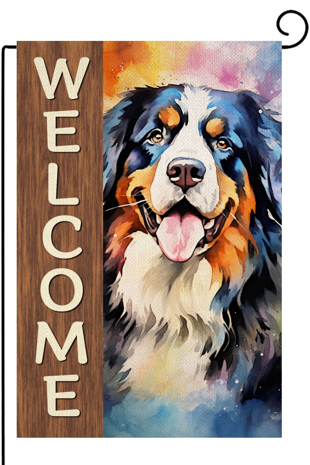 Bernese Mountain Welcome Garden Flag Dogs Paw Prints Spring Yard Flag Pet Lovers Gift Double ...