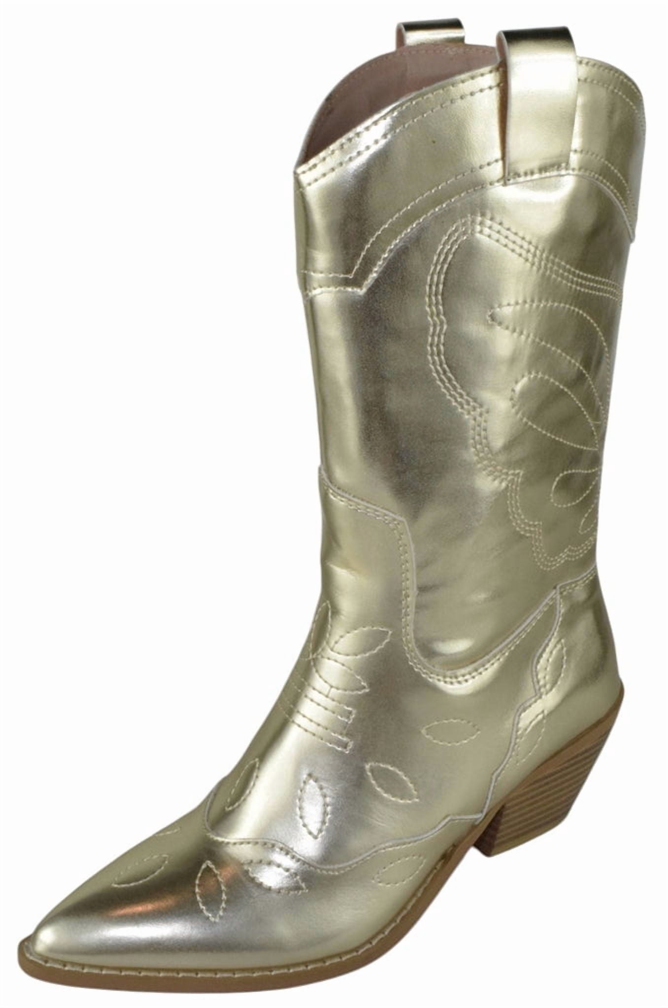 Berness Myrtle Women's Mid-Calf Cowboy Boots Pointed Toe Embroidered ...