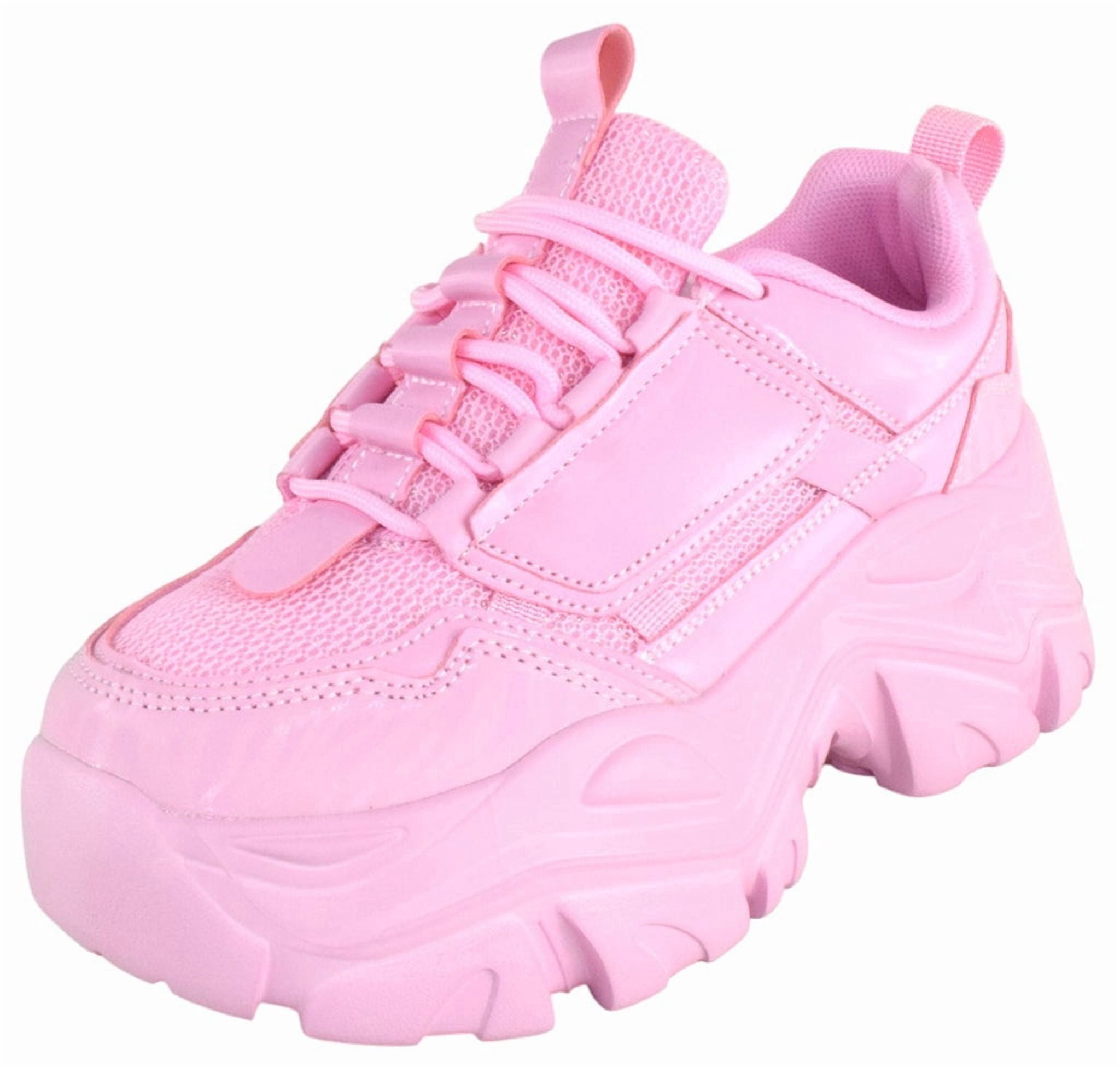 Berness Women Chunky Platform Sneakers Lace Up Fashion Trainers Thick ...