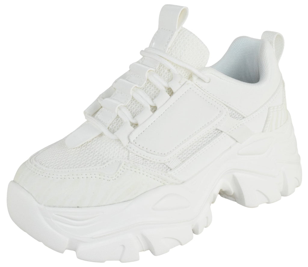 Berness Women Chunky Platform Sneakers Lace Up Fashion Trainers Thick ...