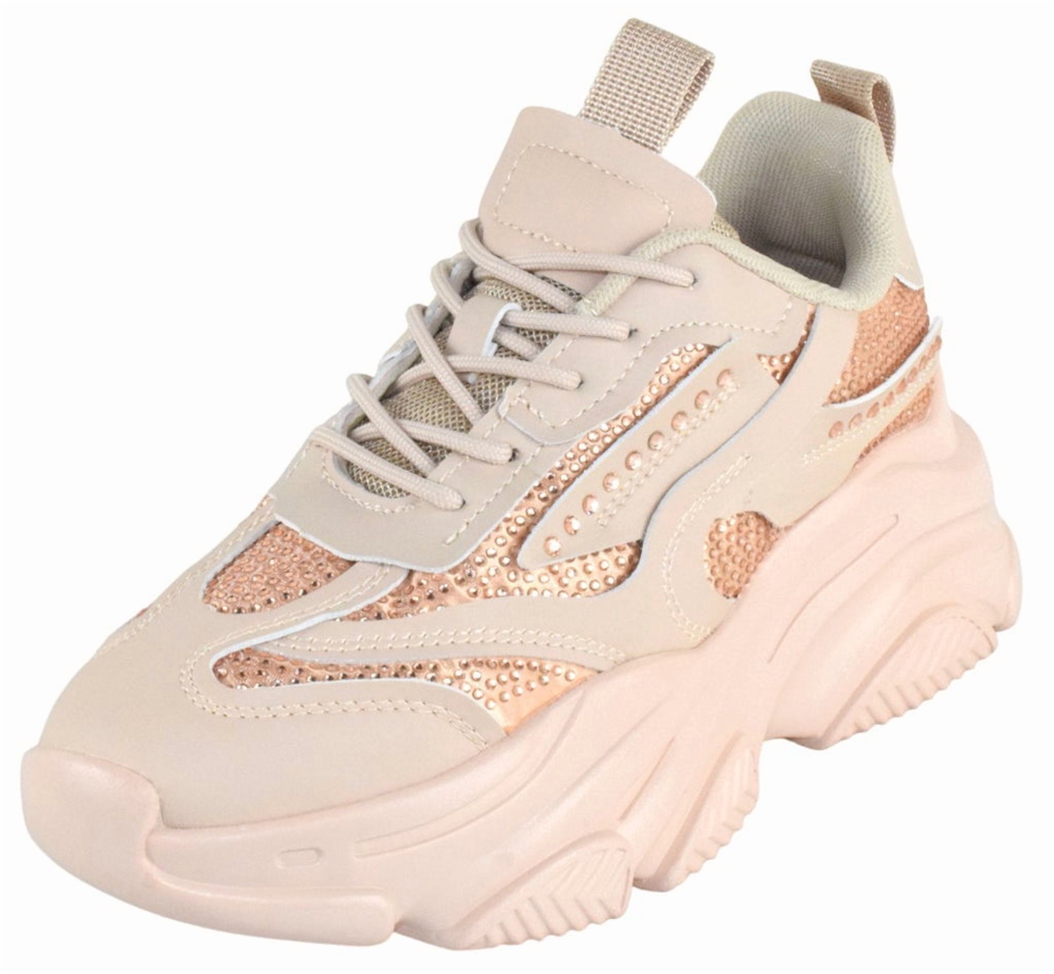 Berness Women Chunky Platform Sneakers Rhinestone Bling Fashion ...