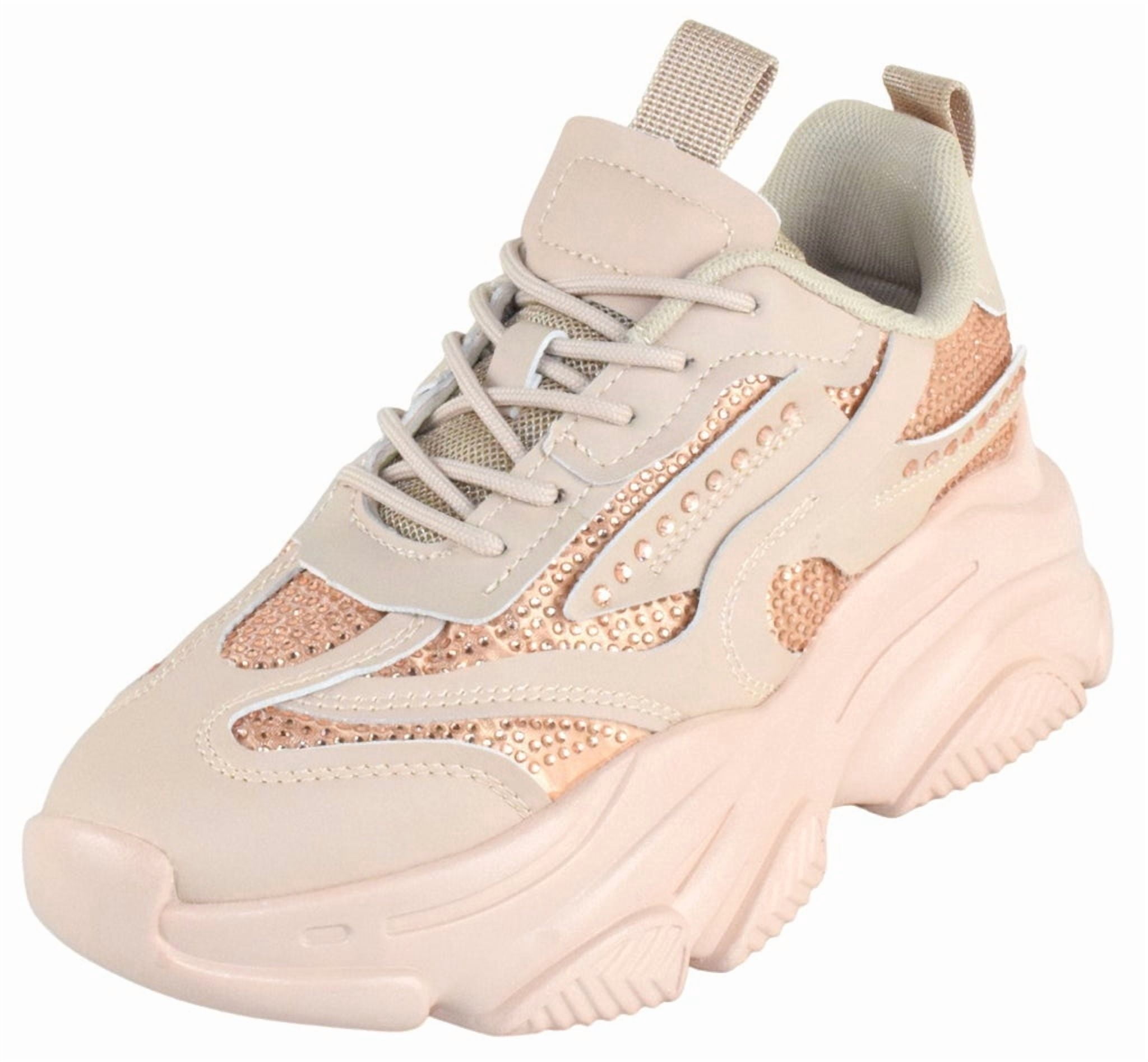 Berness Women Chunky Platform Sneakers Rhinestone Bling Fashion ...