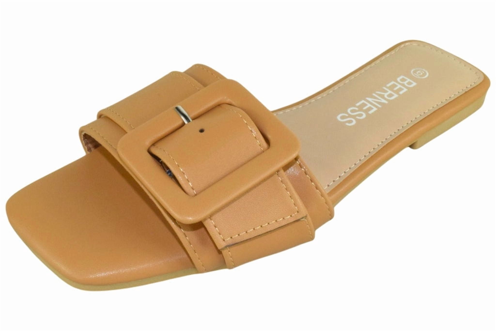 Berness Women’s Slide Sandals – Flat Slip-On Sandal with Oversized ...