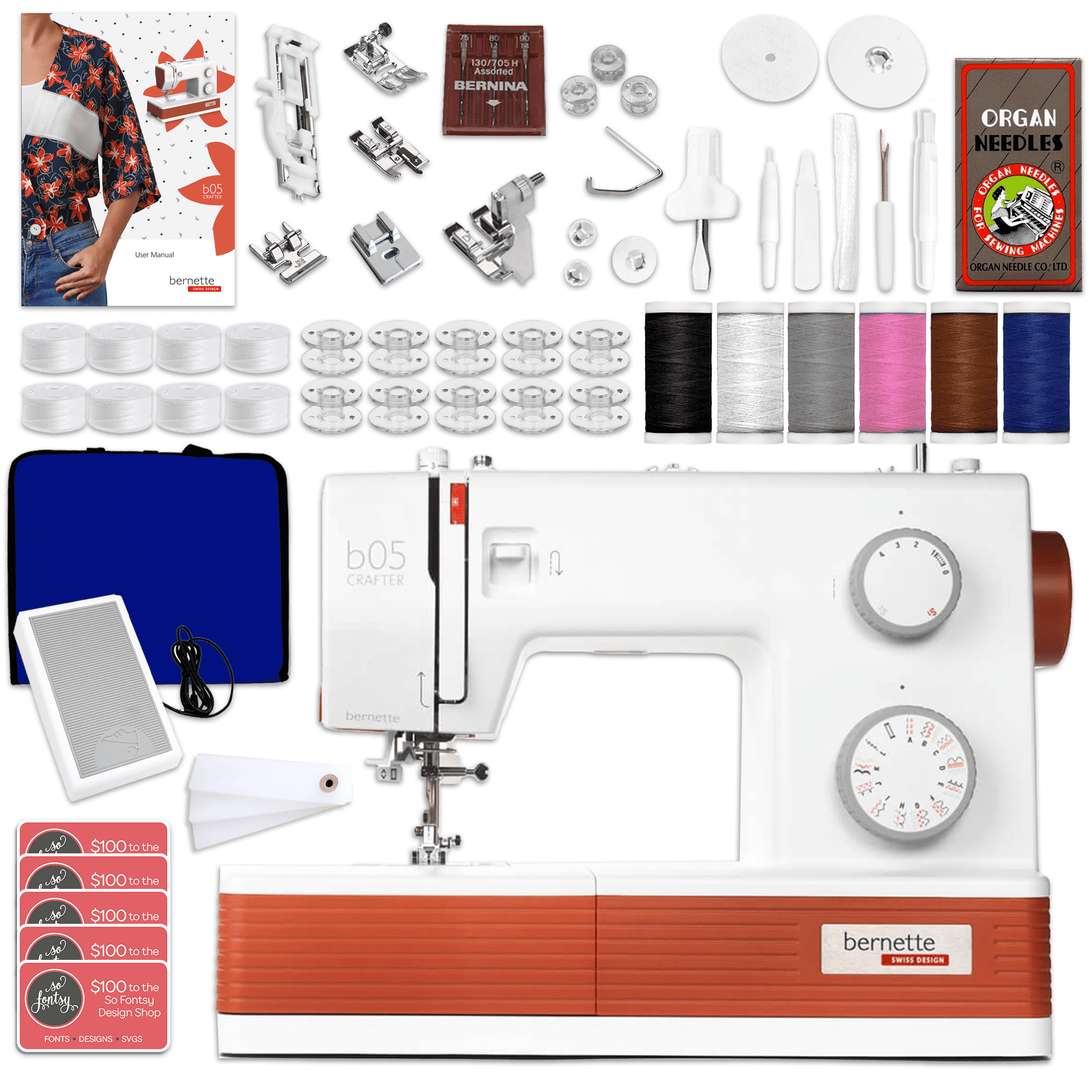 Bernette B05 Crafter Sewing Machine with Deluxe Sewing Bundle - Walmart.com