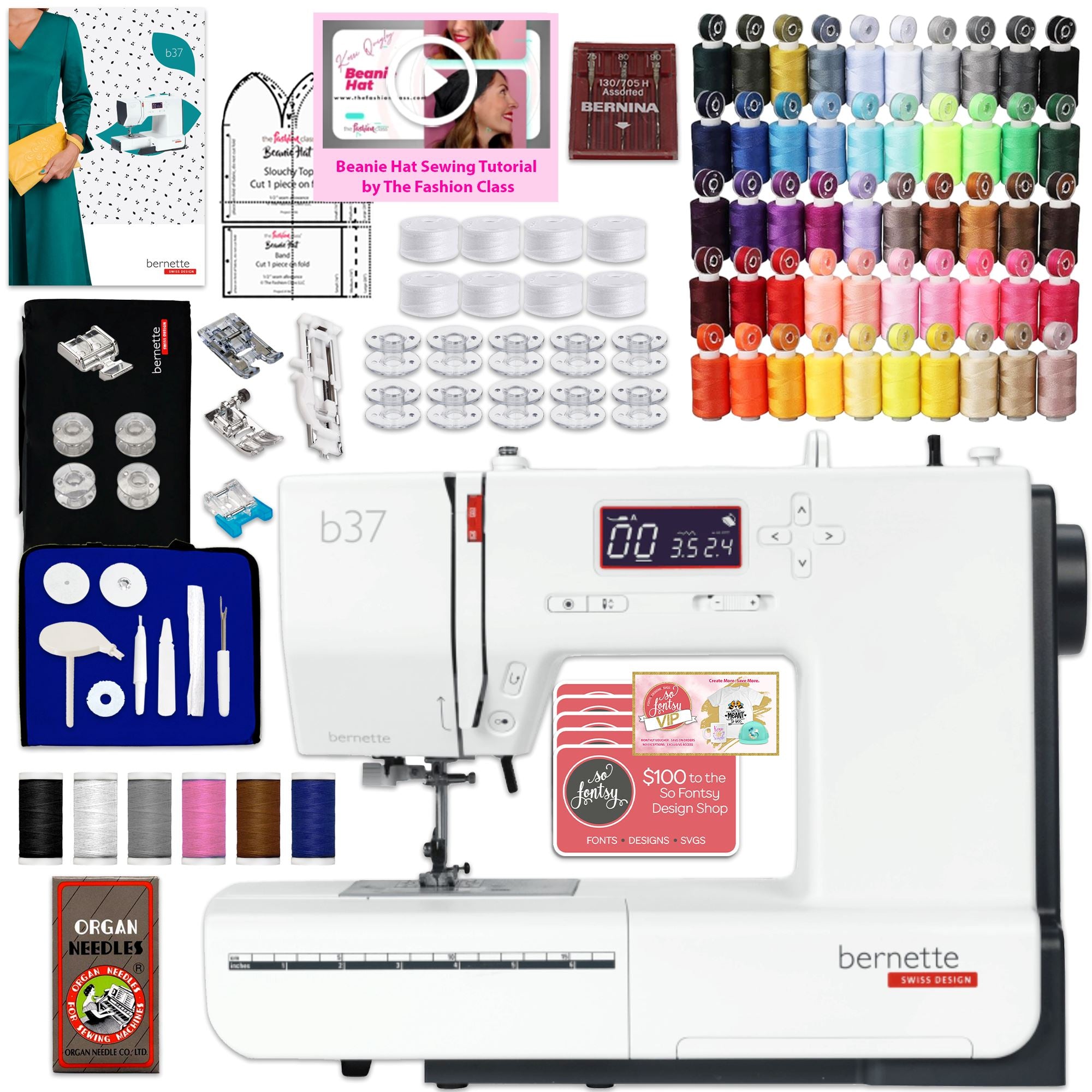 Bernette B37 Computerized Sewing Machine Bundle w/ 5 Pressure Feet ...