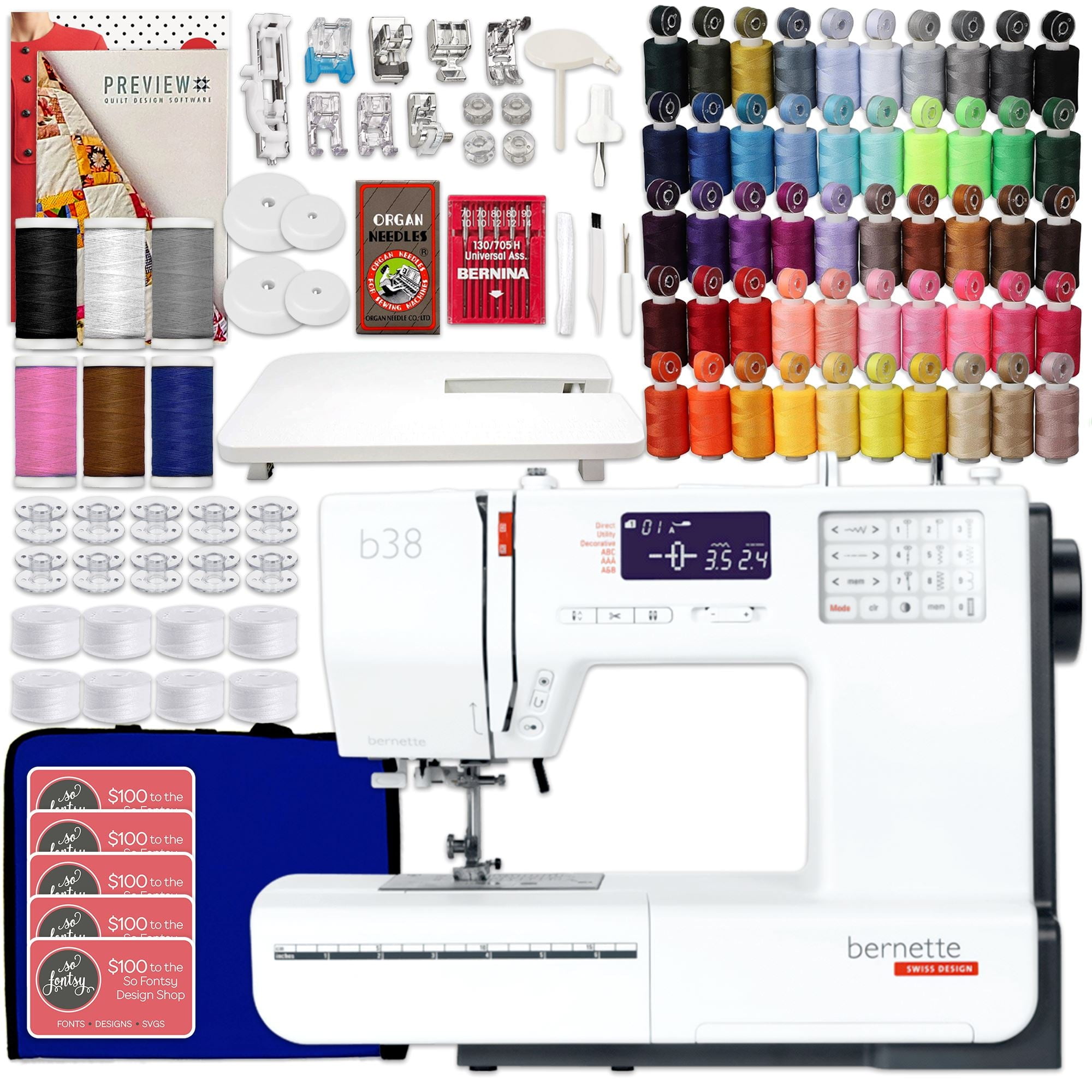 Bernette B38 Top End Sewing Machine with Deluxe Sewing Bundle - Walmart ...