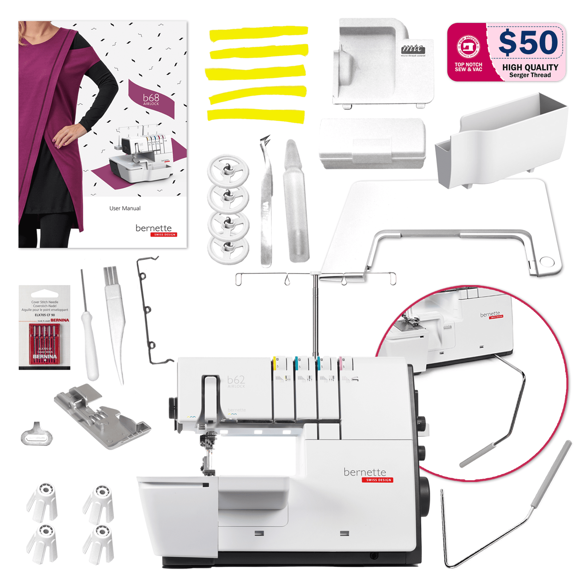 Bernette B62 Coverstitch Machine - Ideal Beginner Cover Stitch Sewing ...