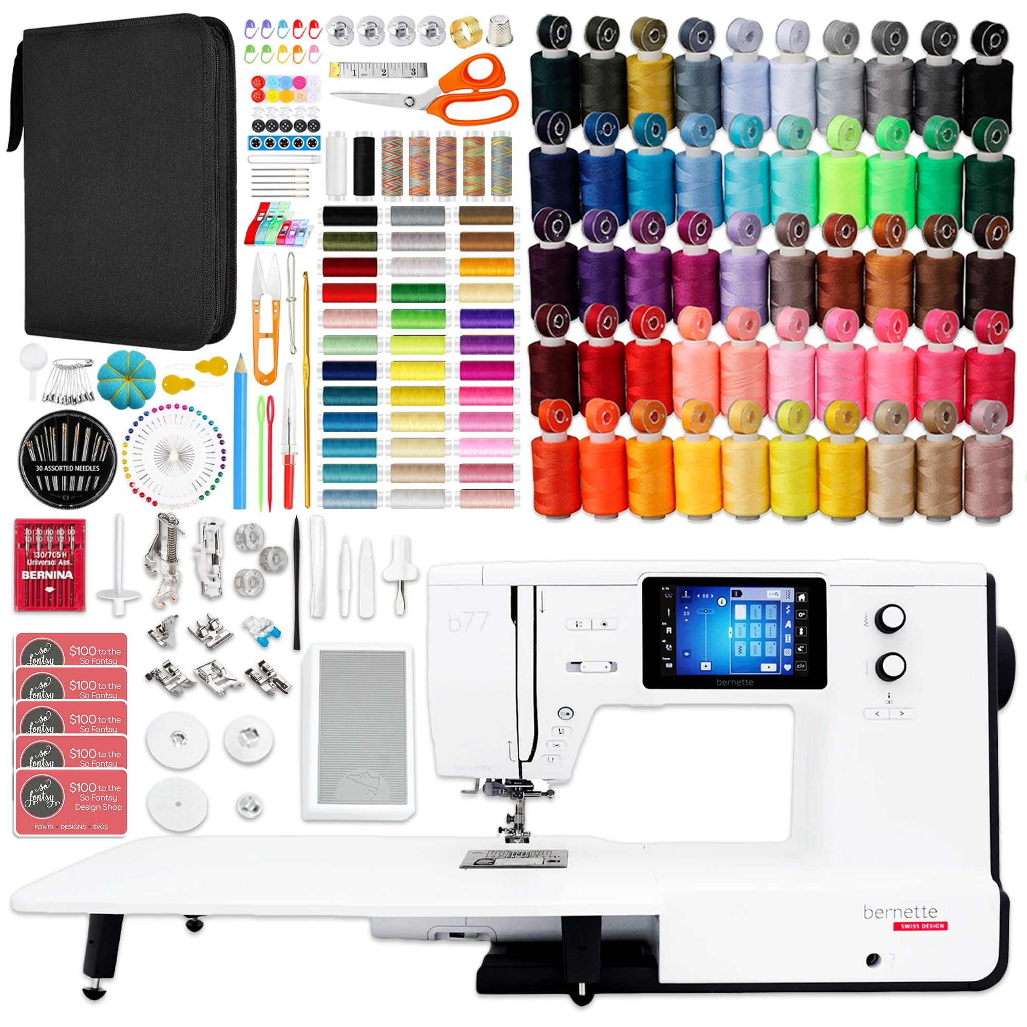 Bernette B77 Deco Sewing & Quilting Machine with 93 Spools & 200 ...