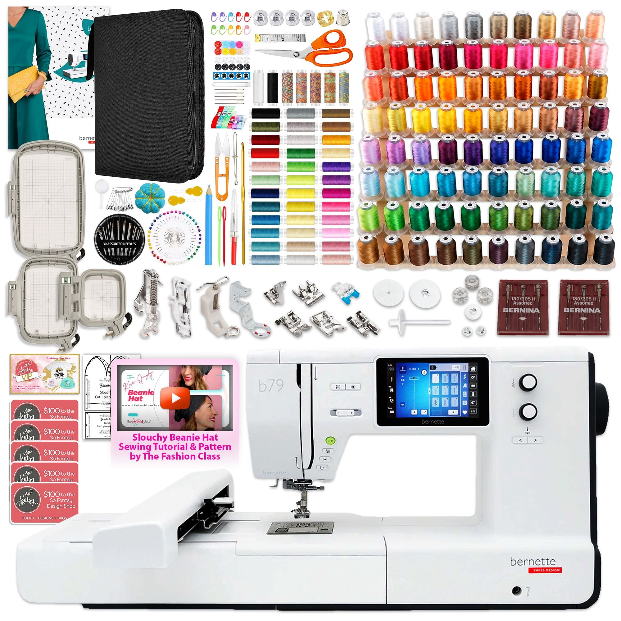 Bernette B79 Sewing & Embroidery Machine with 123 Spools & 200 ...