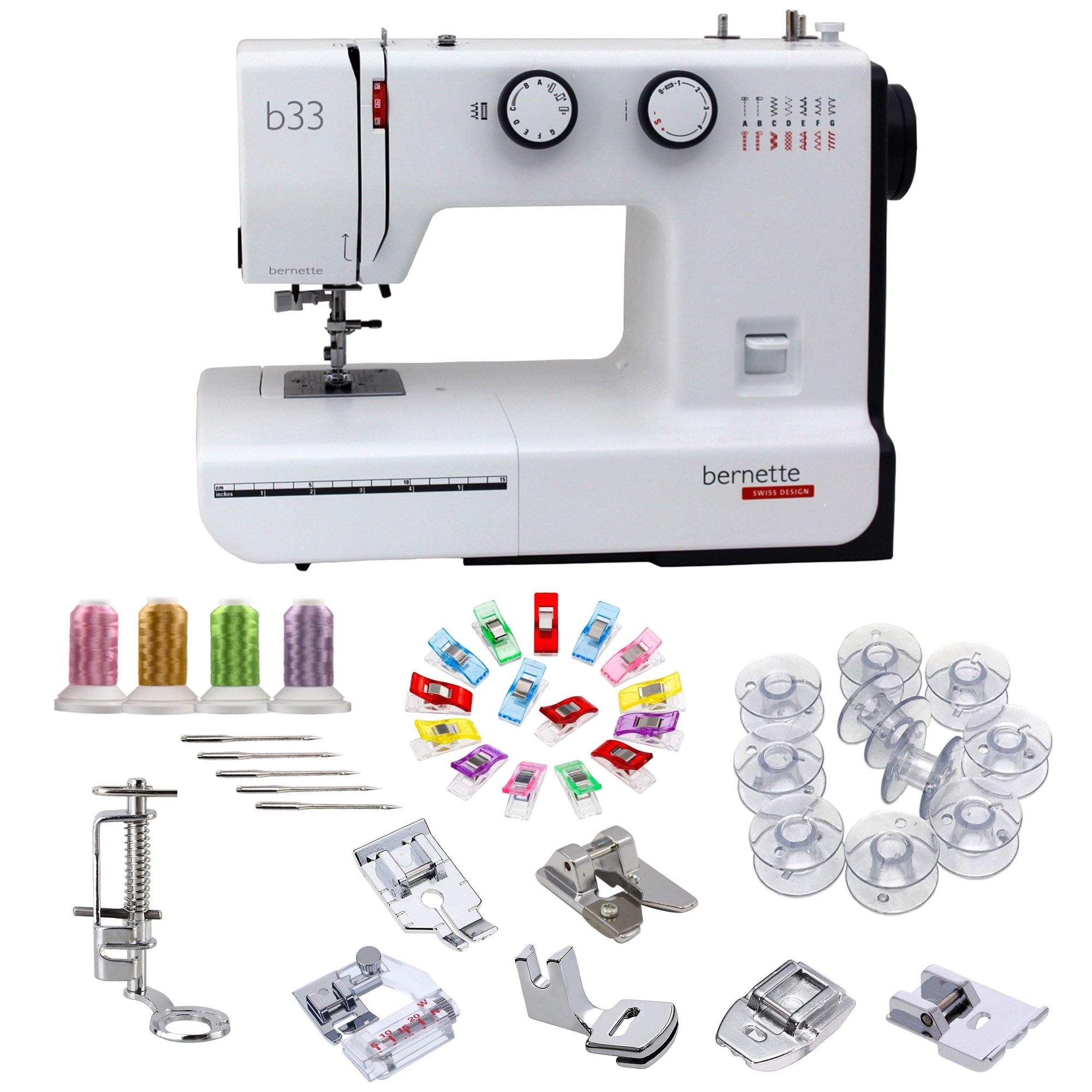 Bernette b33 Swiss Design Compact Sewing Machine for Beginners with Bonus Bundle - Walmart.com