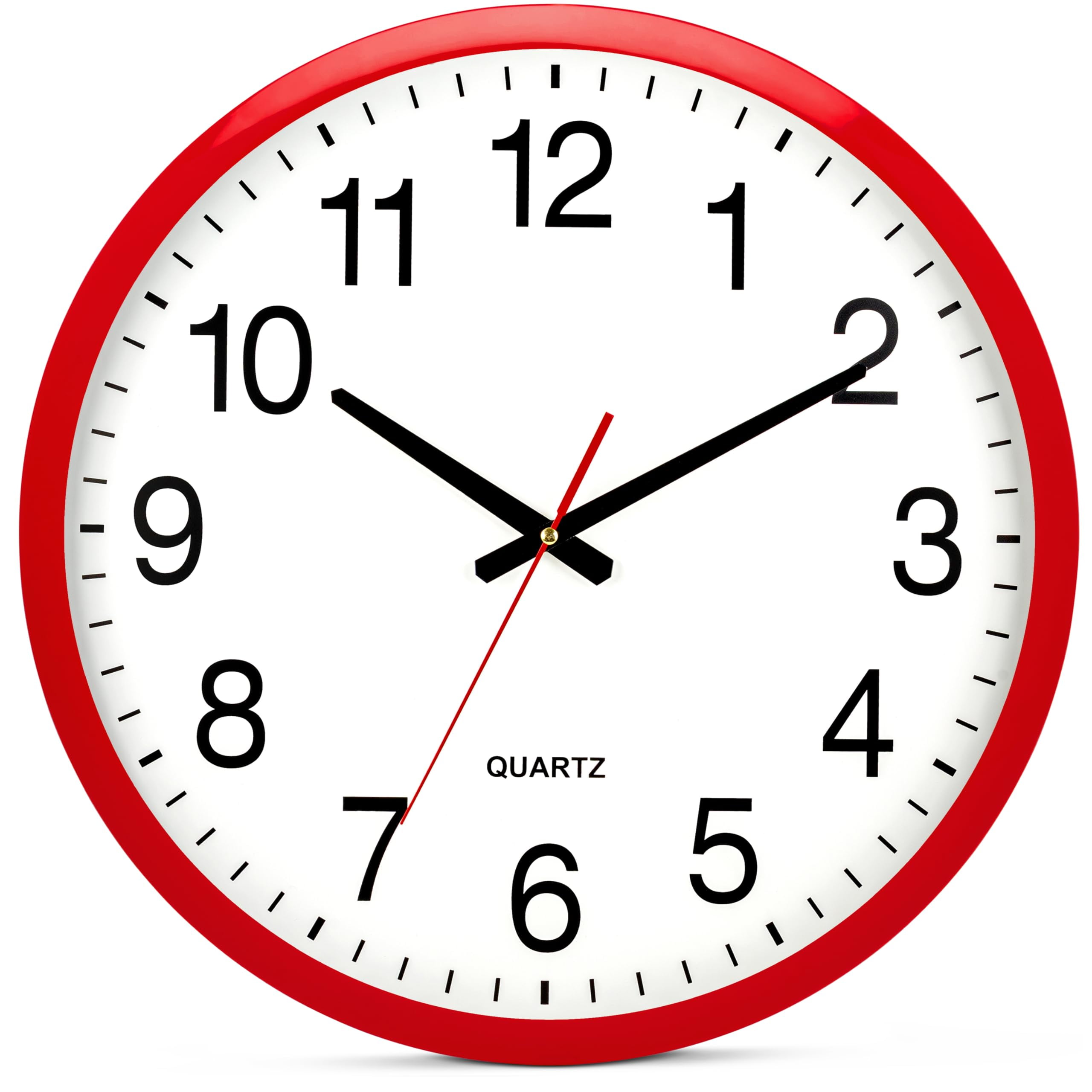 Bernhard Products Red Wall Clock Silent Non Ticking - XL 18 Inch ...