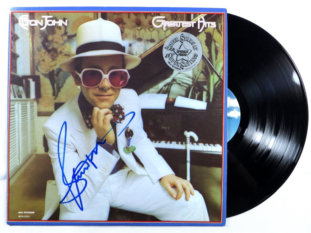 Bernie Taupin Signed Autograph Album Cover Elton John Greatest Hits JSA ...