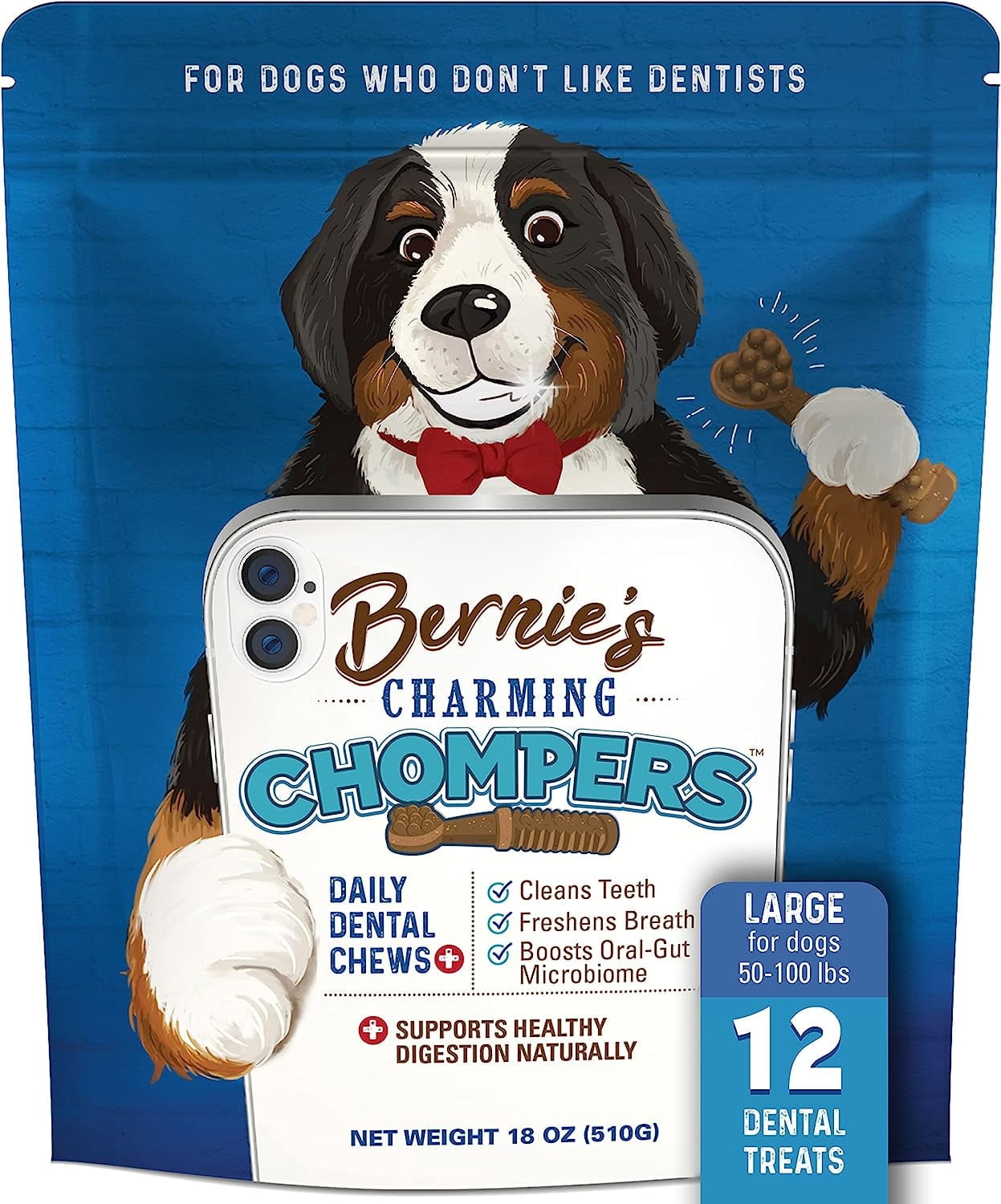 Bernie's Charming Chompers - Daily Dental Chews for Dogs 50-100 Lbs ...
