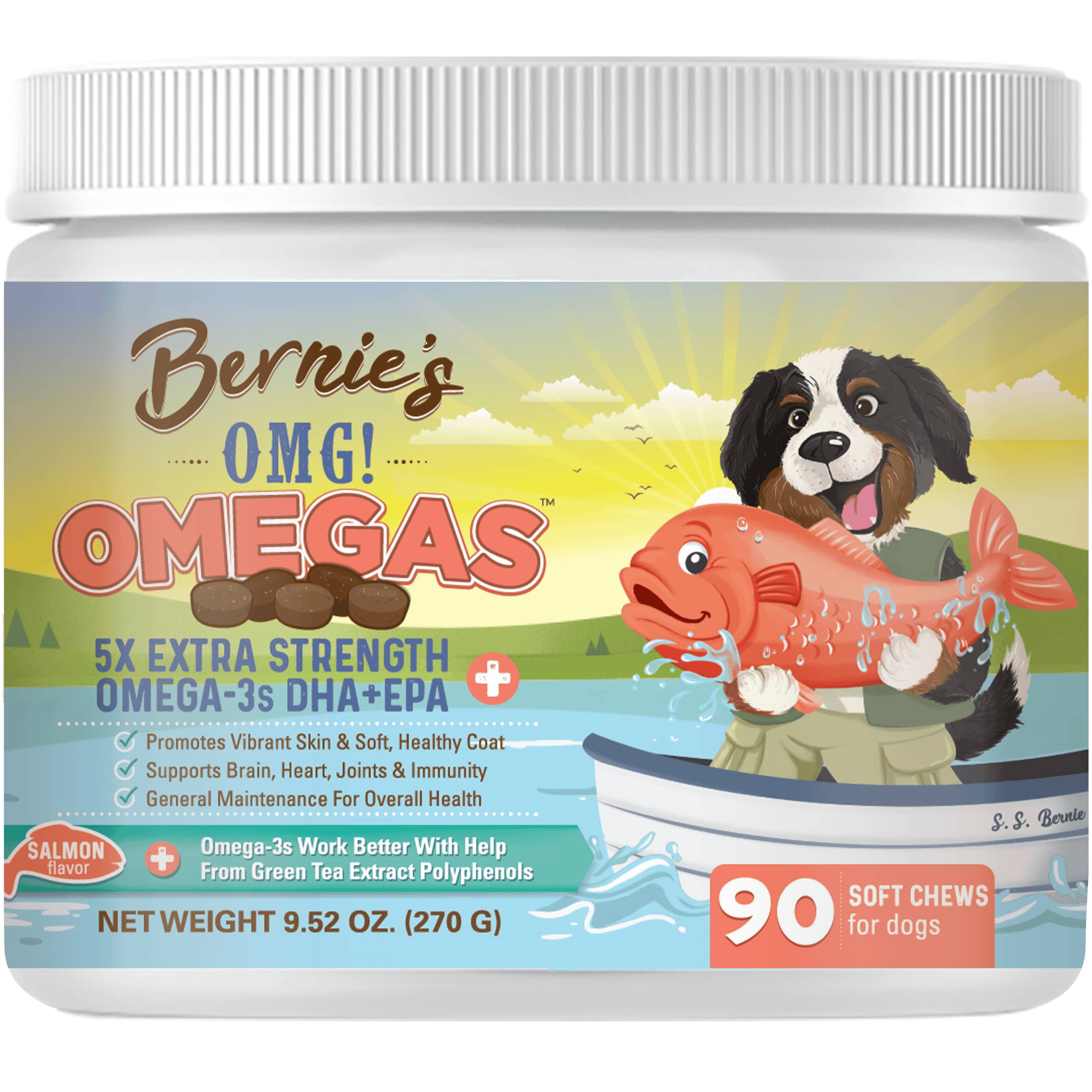 Bernie's OMG!!! Omegas - 5X Extra Strength Omega-3s DHA+EPA, Chews with ...