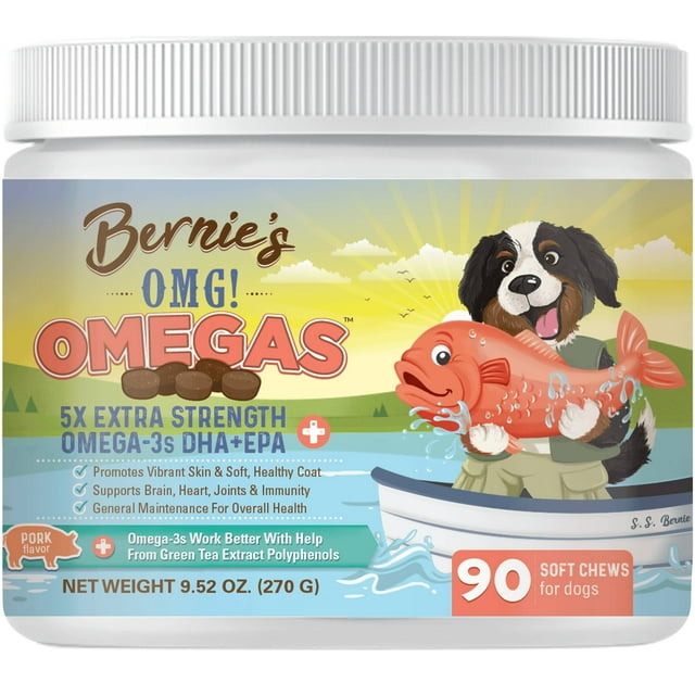 Bernie's OMG!!! Omegas - 5X Extra Strength Omega-3s DHA+EPA, Chews with ...