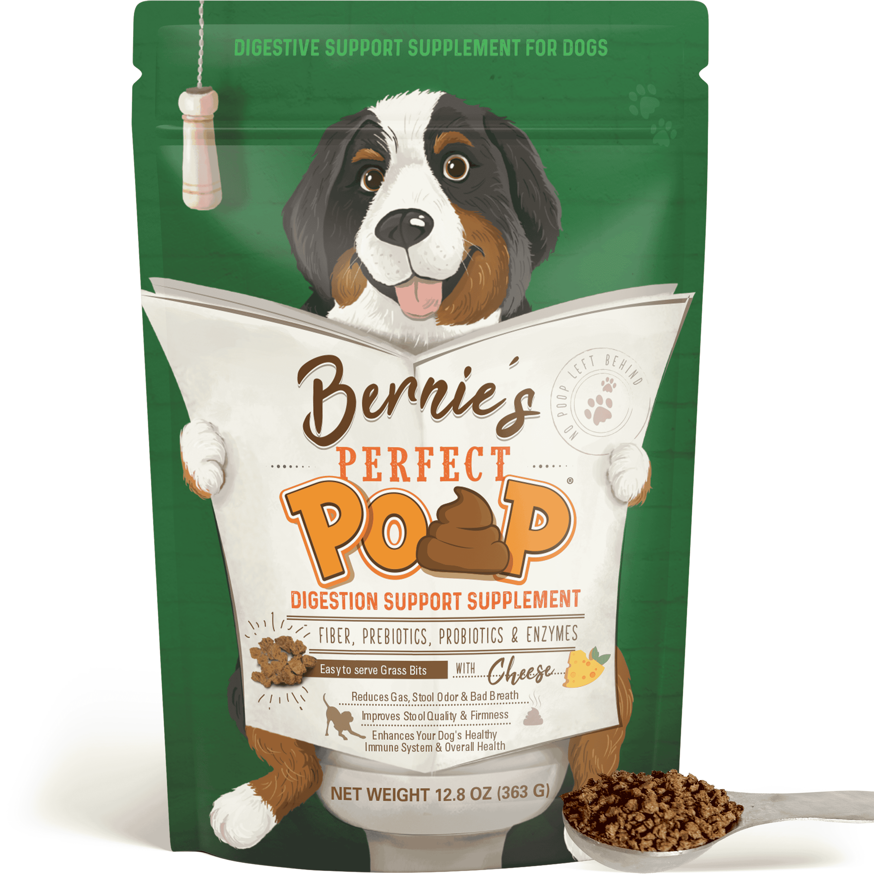 Bernie's Perfect Poop Digestive Health Supplement for Dogs, Cheddar ...