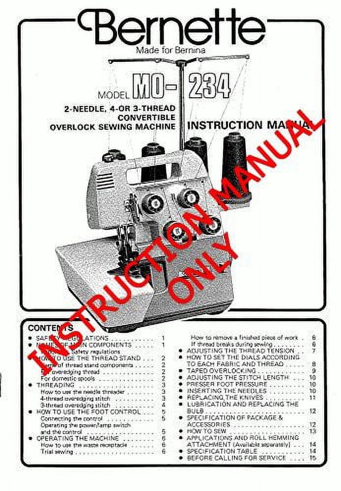 Bernina Bernette MO-234 Overlocker Serger Machine Owners Instruction ...