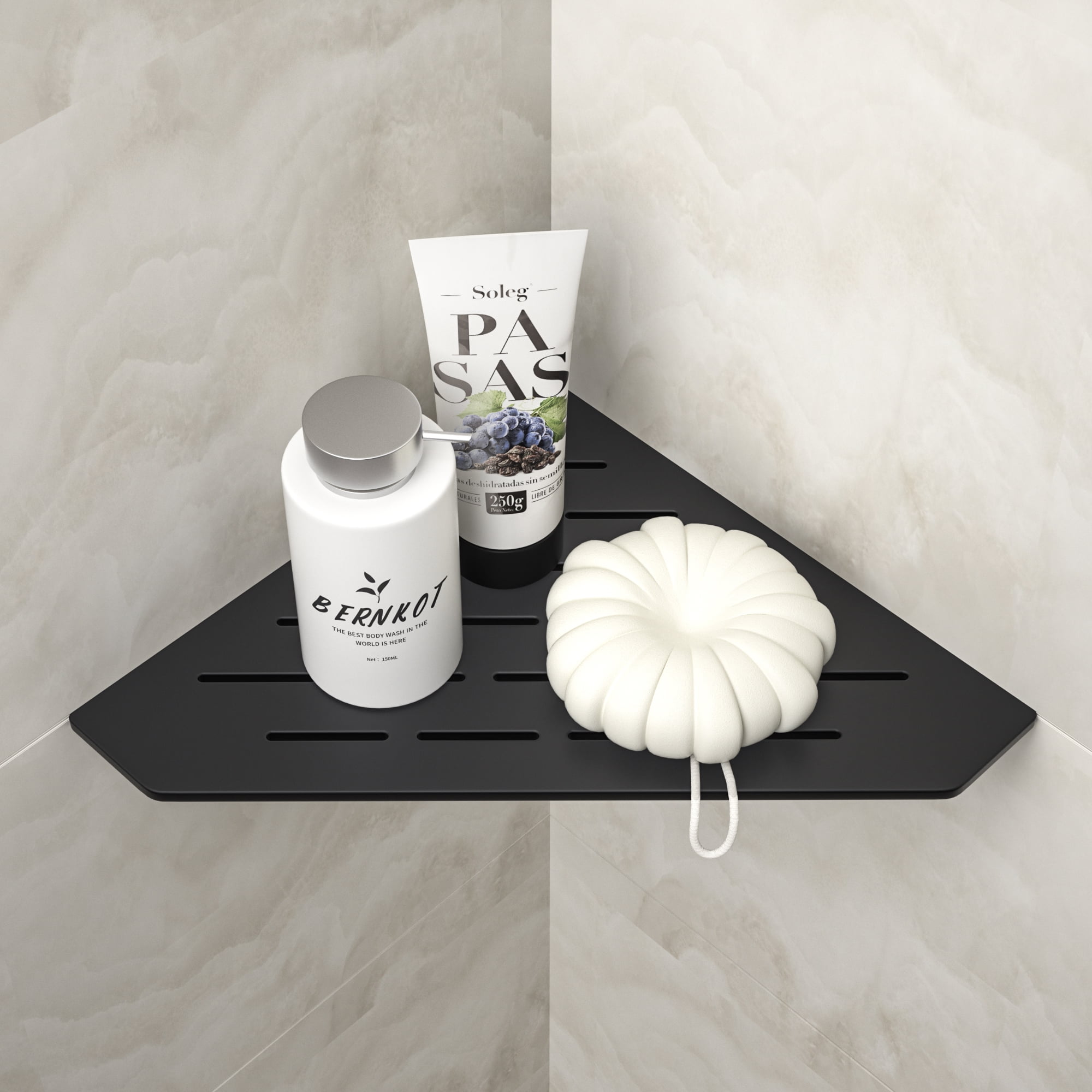 Bernkot Corner Shower Shelf 10" Matte Black 304 Stainless Steel ...