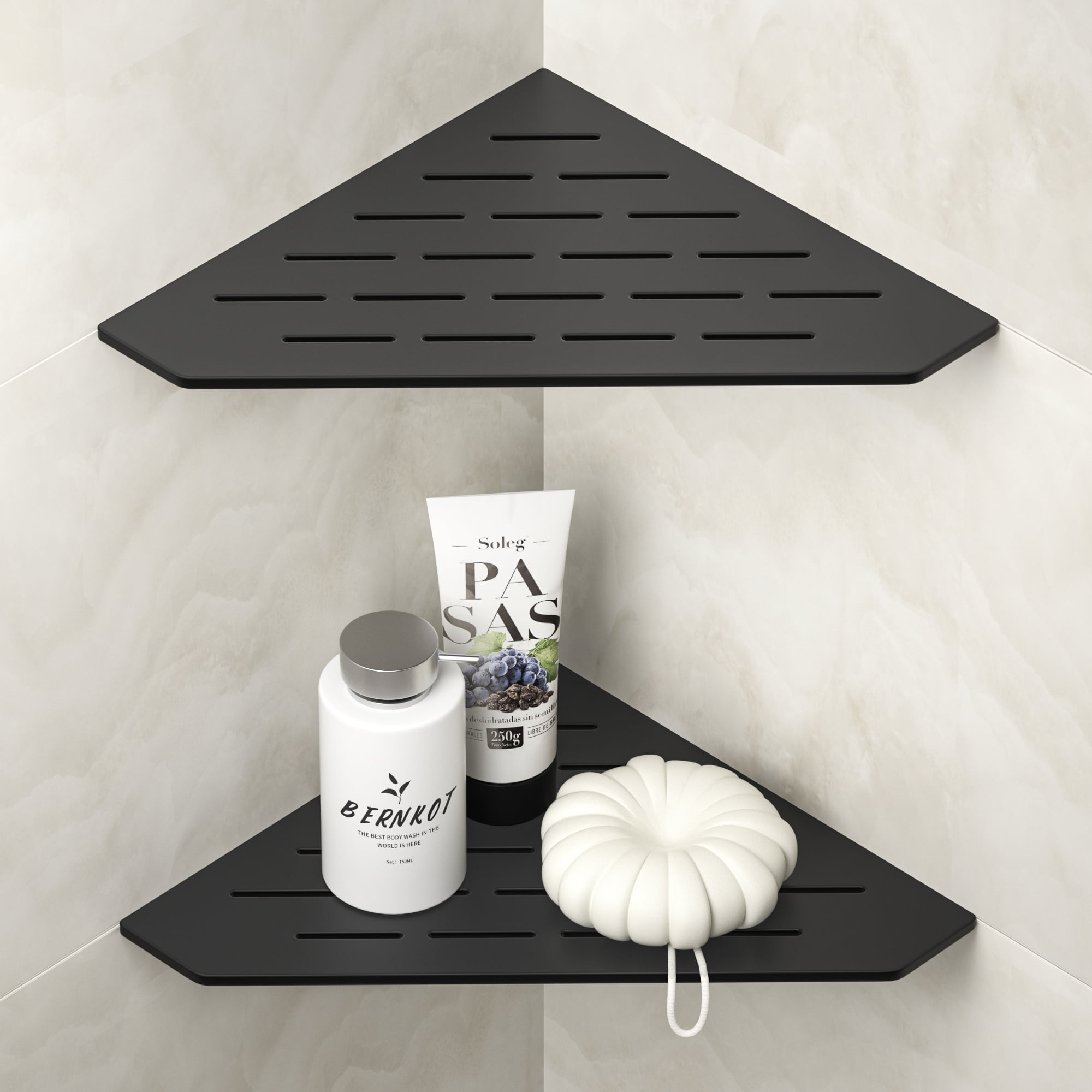 Bernkot Corner Shower Shelf 10" Matte Black 304 Stainless Steel ...