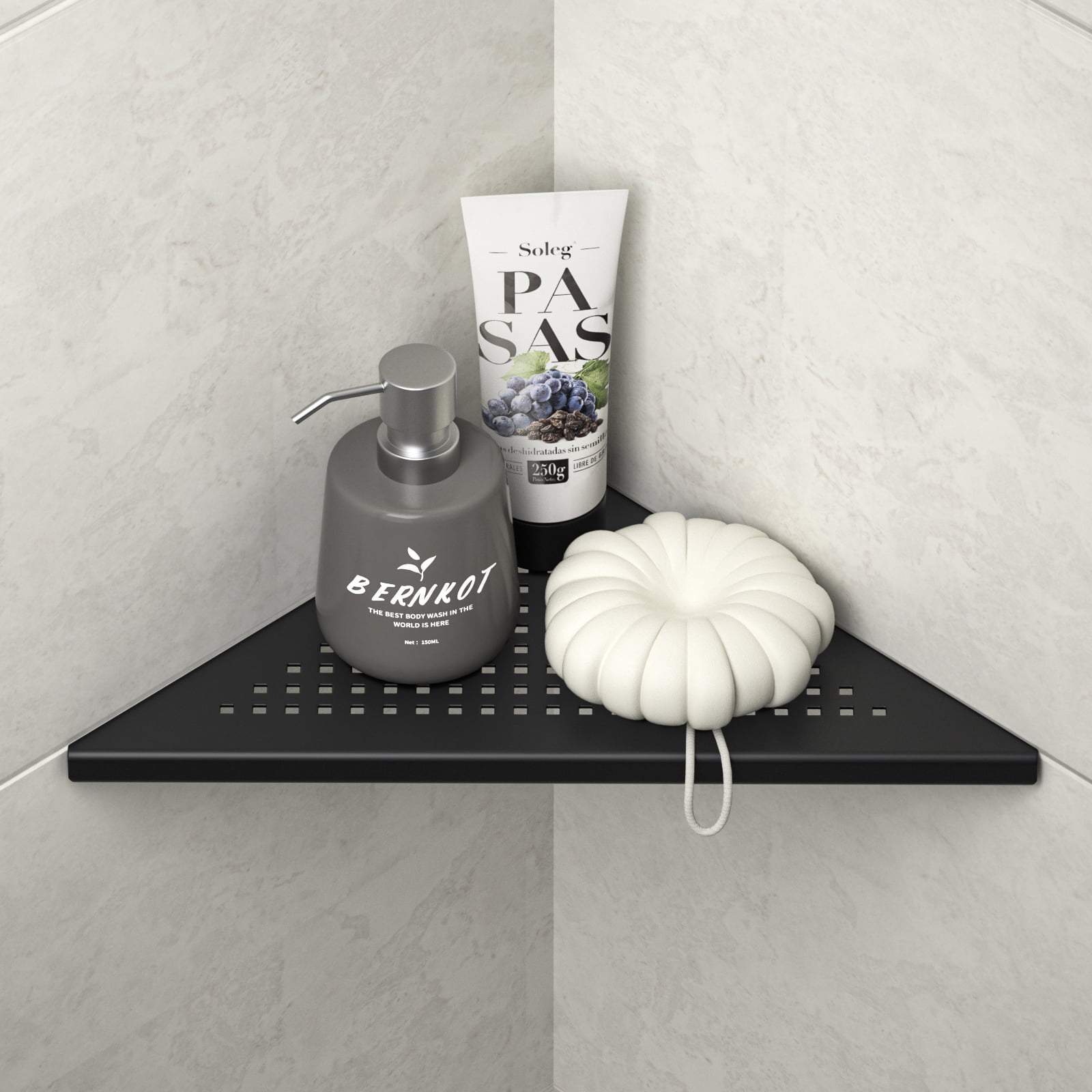 Bernkot Corner Shower Shelf 10" Matte Black 304 Stainless Steel ...