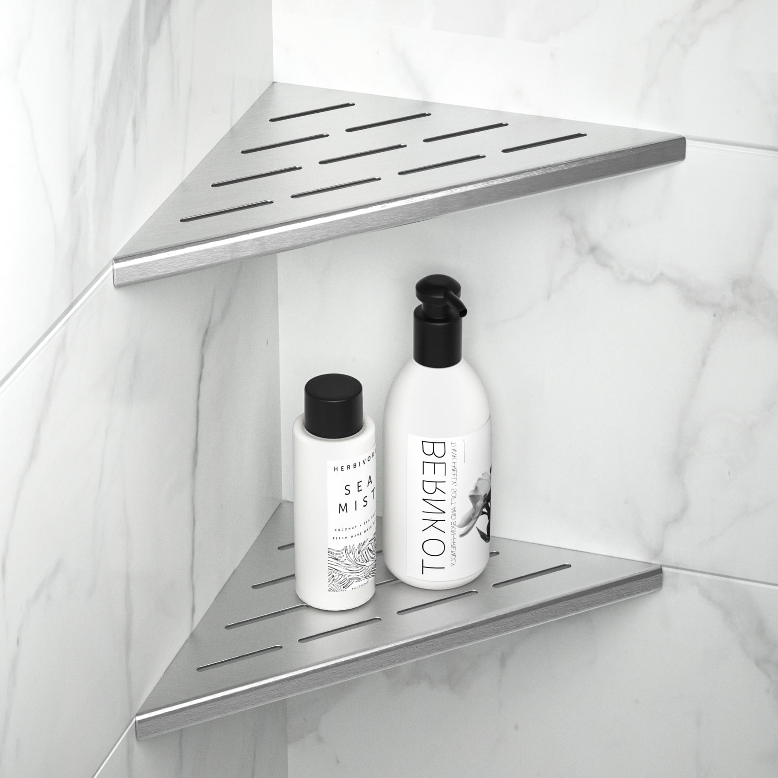 Bernkot Corner Shower Shelf, 8" Brushed 304 Stainless Steel Slot Design ...