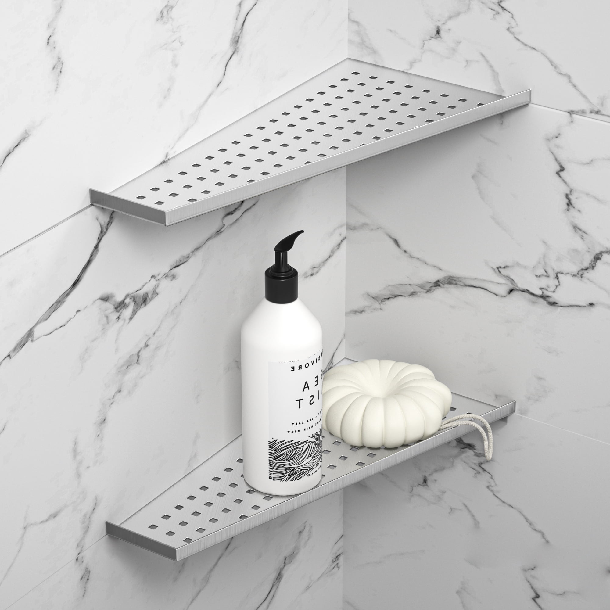 Bernkot Corner Shower Shelf Brushed 12" 304 Stainless Steel Trapezoid ...