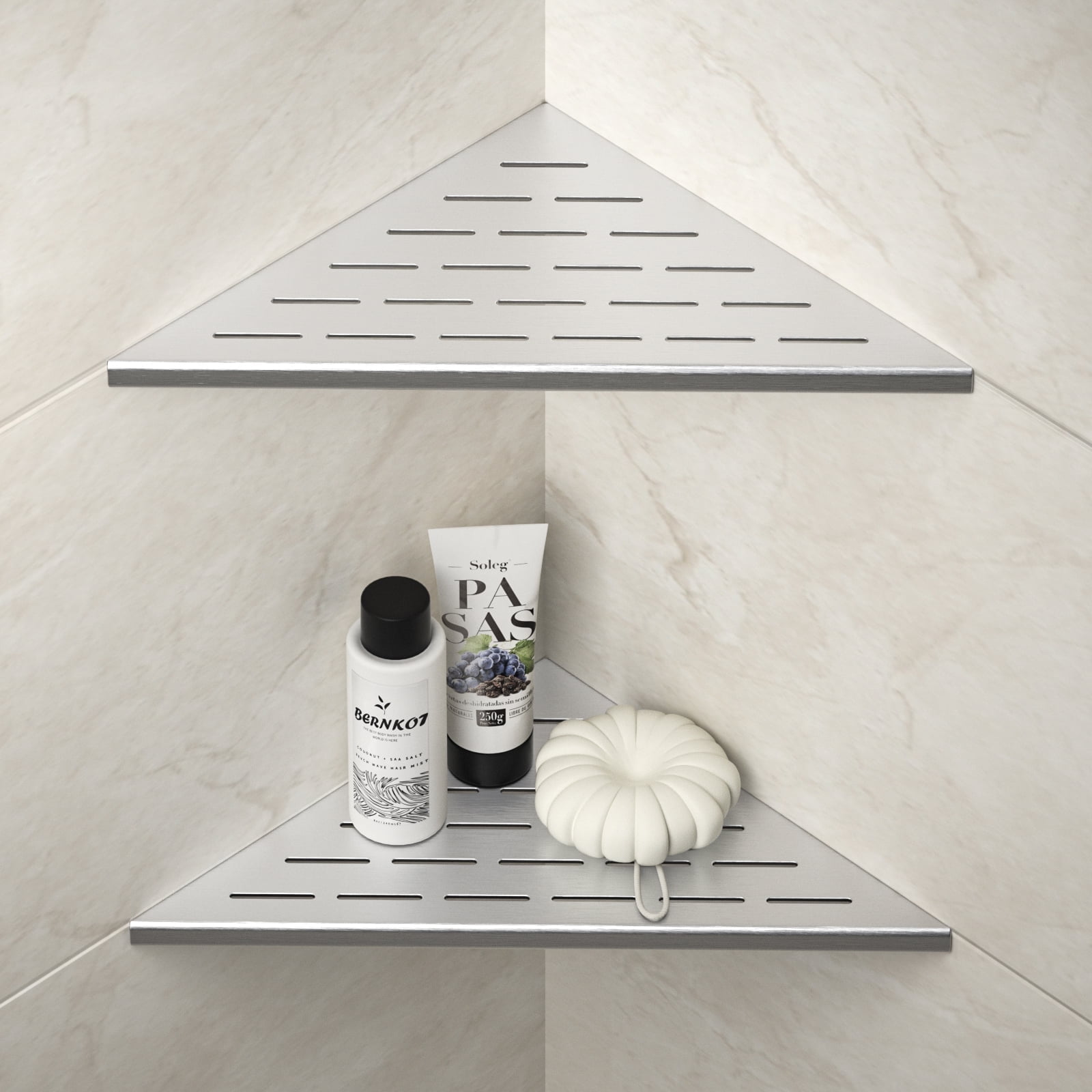 Bernkot Stainless Steel Corner Shelf 12 "Slot Design Recessed Corner ...