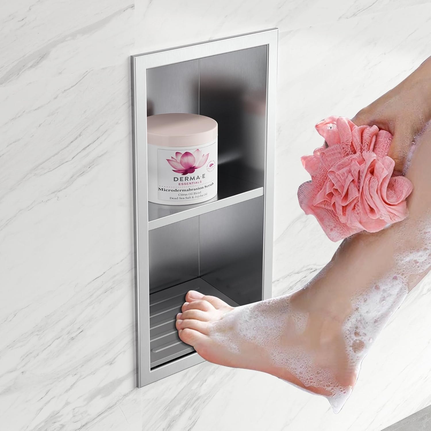 Shower Foot Rest for Shaving Legs, 304 Stainless Steel Footrest Niche ...