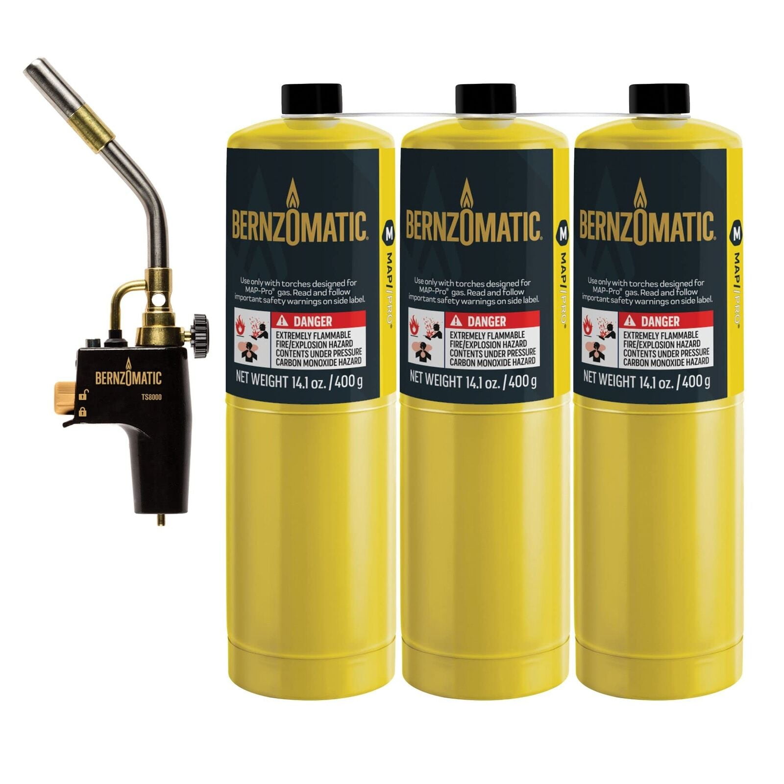 Bernzomatic Map Pro Gas Cylinder 3-Pack with Max Performance Torch ...