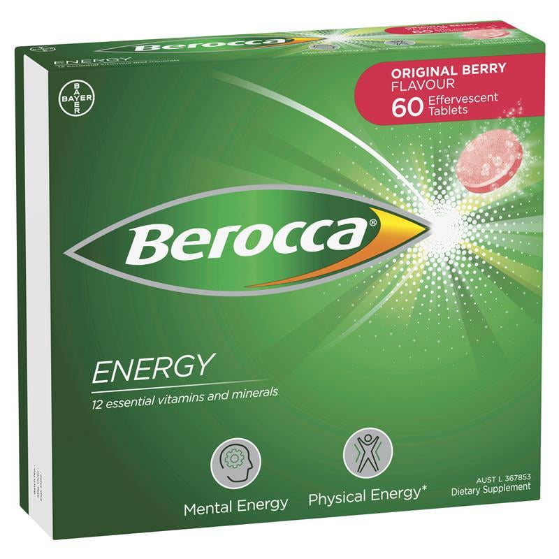 Berocca Energy Original Berry 60 Effervescent Tablets Exclusive Size ...