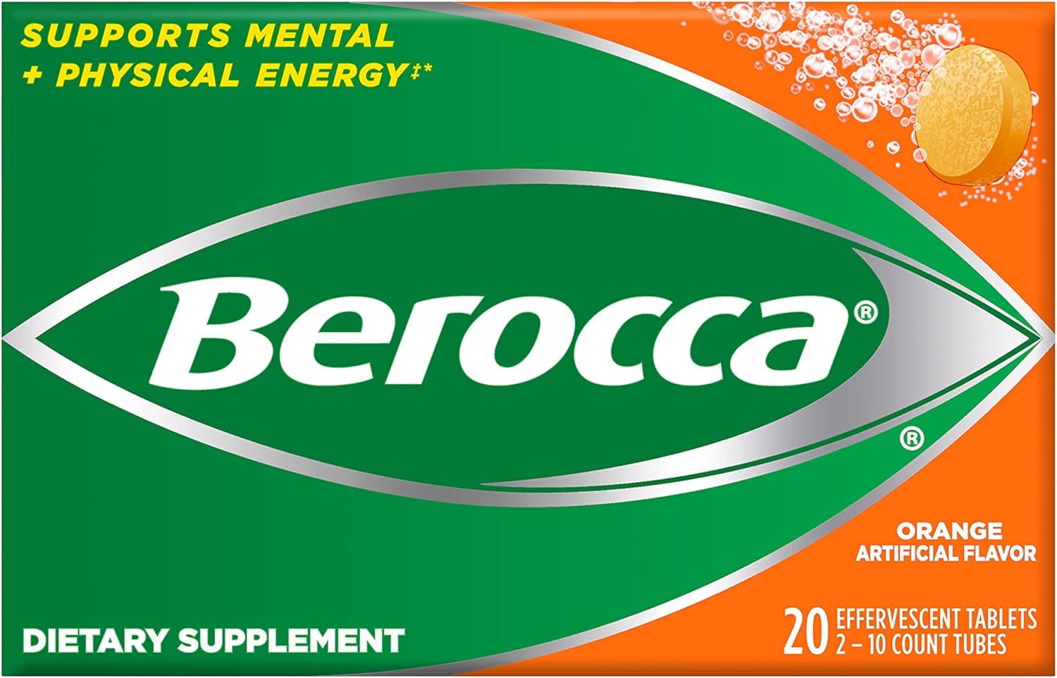 Berocca Orange Effervescent Tablets, Caffeine Free, 20 Count - Walmart.com