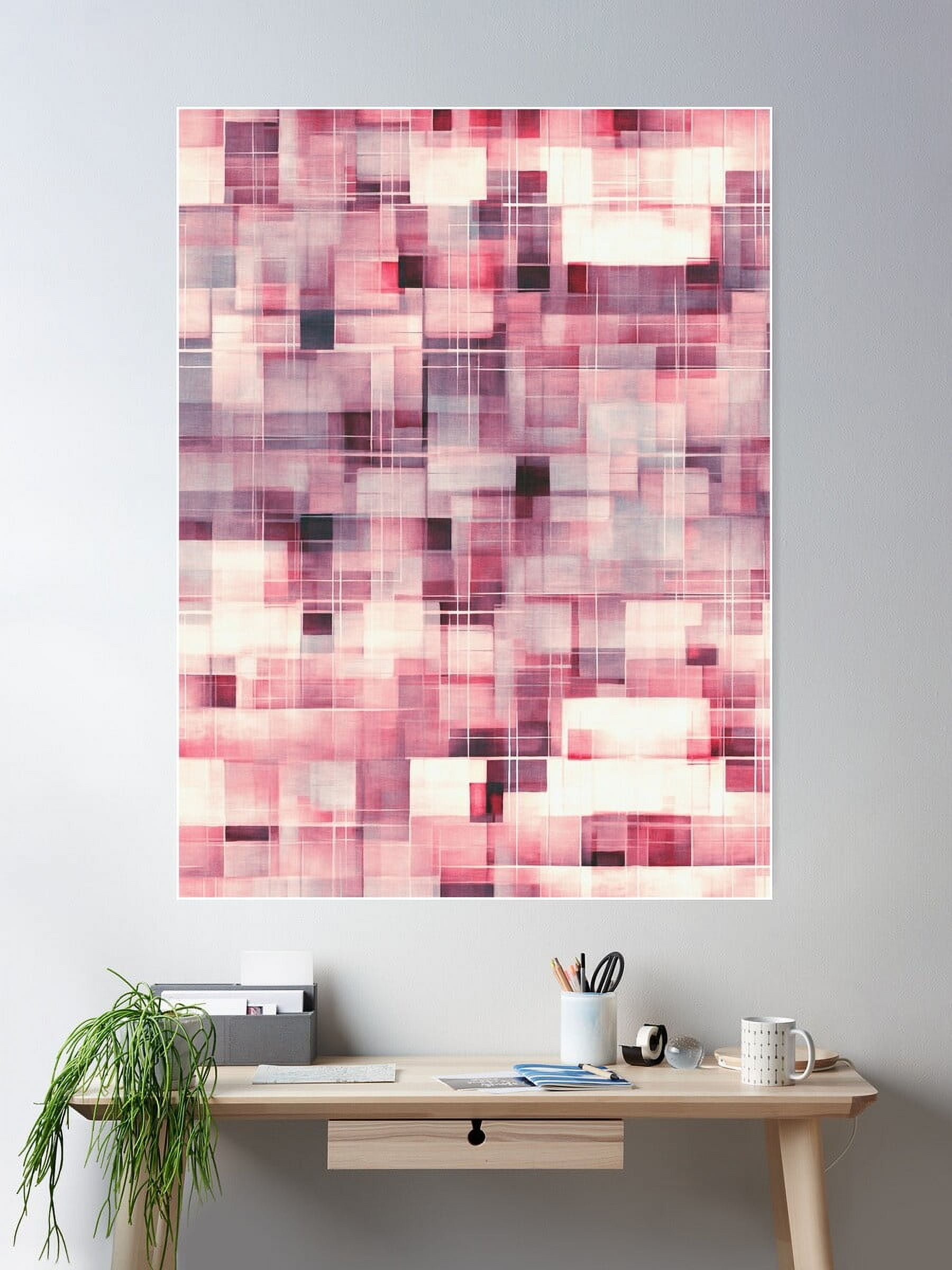 Berries And Cream Cubes And Lines Abstract Deconstructed Plaid Poster ...