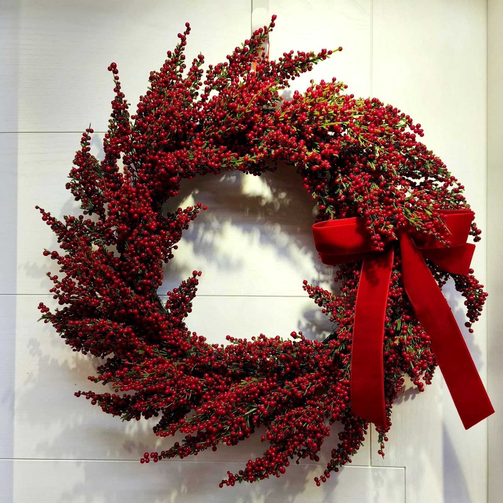 Berries with Bow Christmas Wreath, Christmas Wreaths for Front Door,Red ...