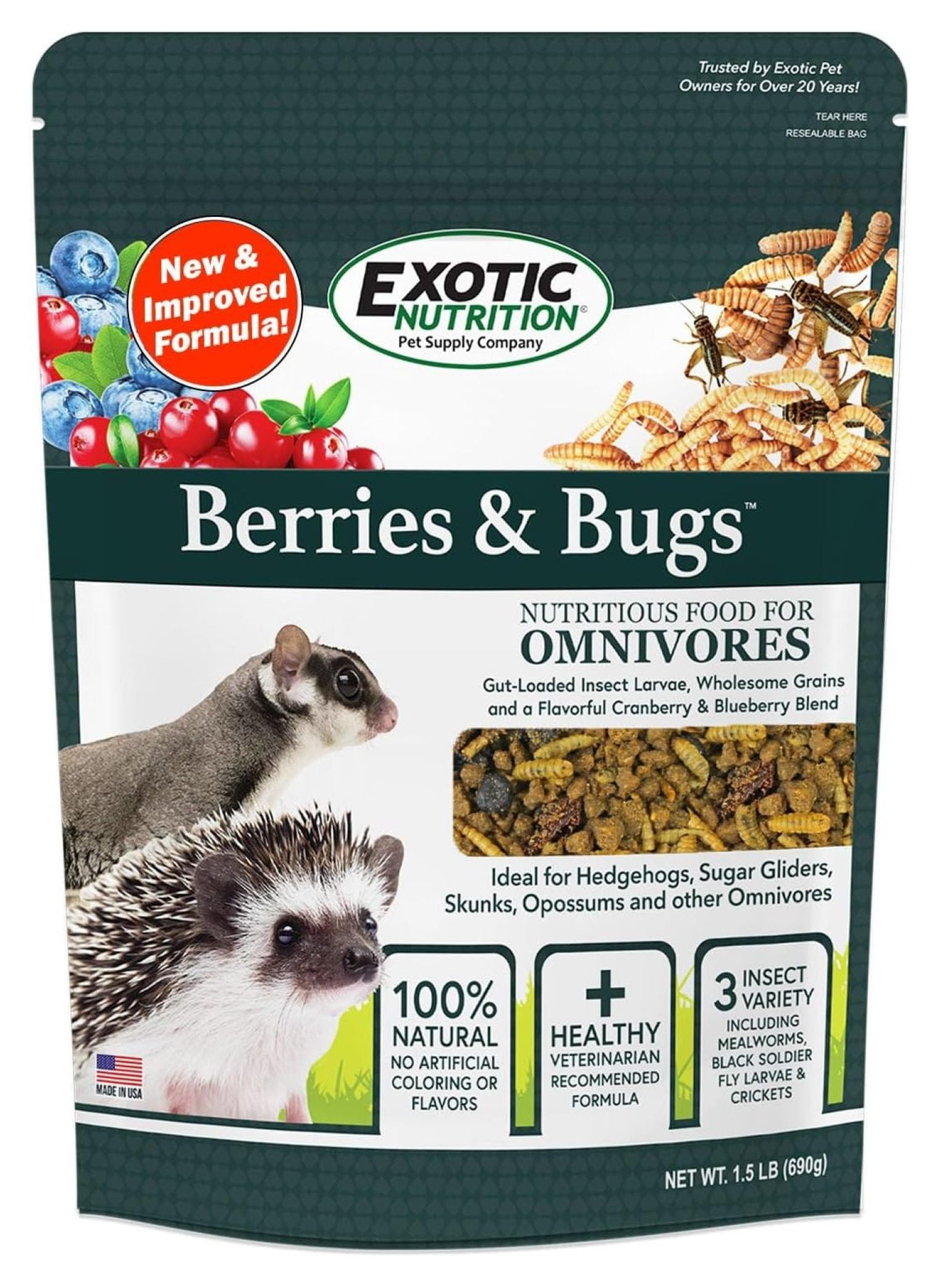 Berries & Bugs 1.5 lb - All Natural High Protein High Fiber Food for ...