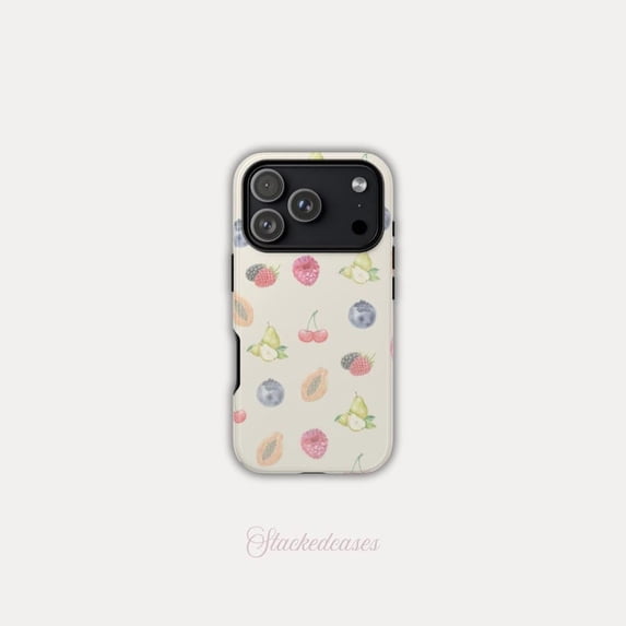 Berries Plz Fruit Pattern Case for iPhone 11 12 13 14 15 16 17 Pro Max ...