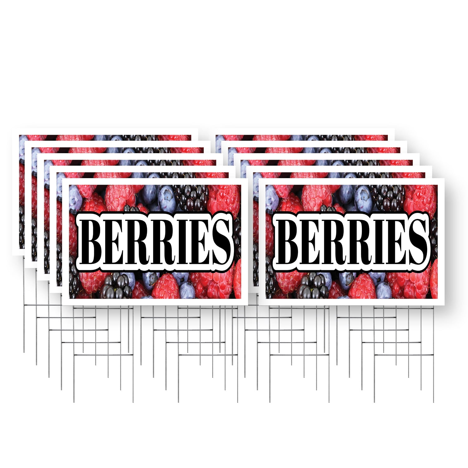 Berries Yard Sign 10 Pack of 24 Inch x 36 Inch Single Sided ...