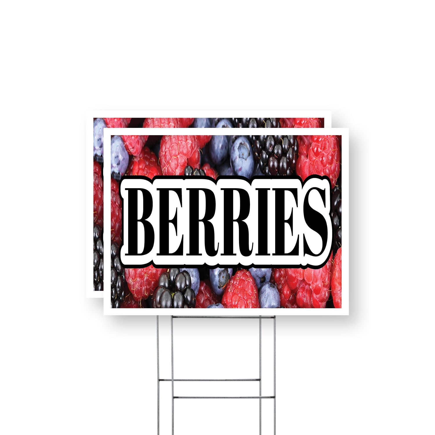 Berries Yard Sign 2 Pack of 18 Inch x 24 Inch Double Sided Weatherproof ...