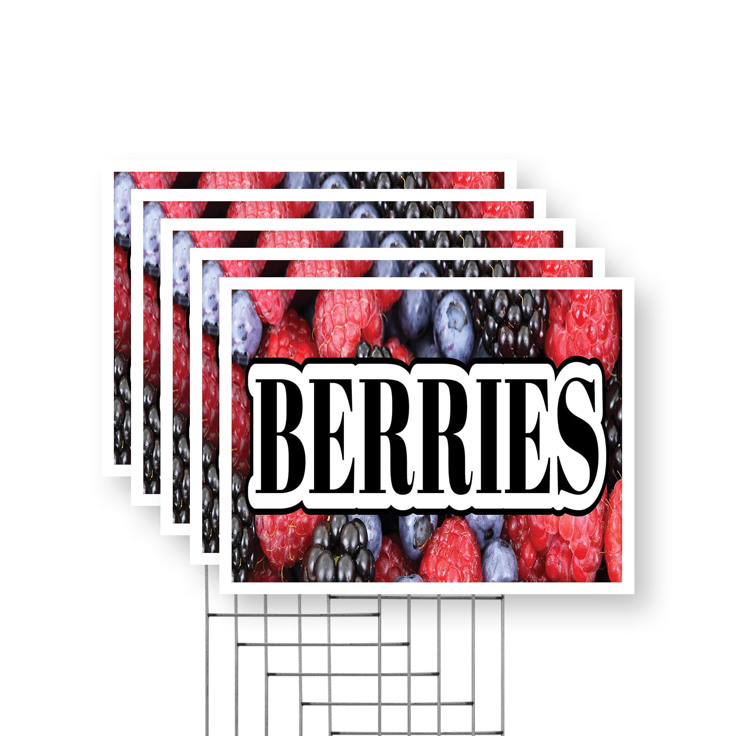 Berries Yard Sign 5 Pack of 12 Inch x 16 Inch Single Sided Weatherproof ...