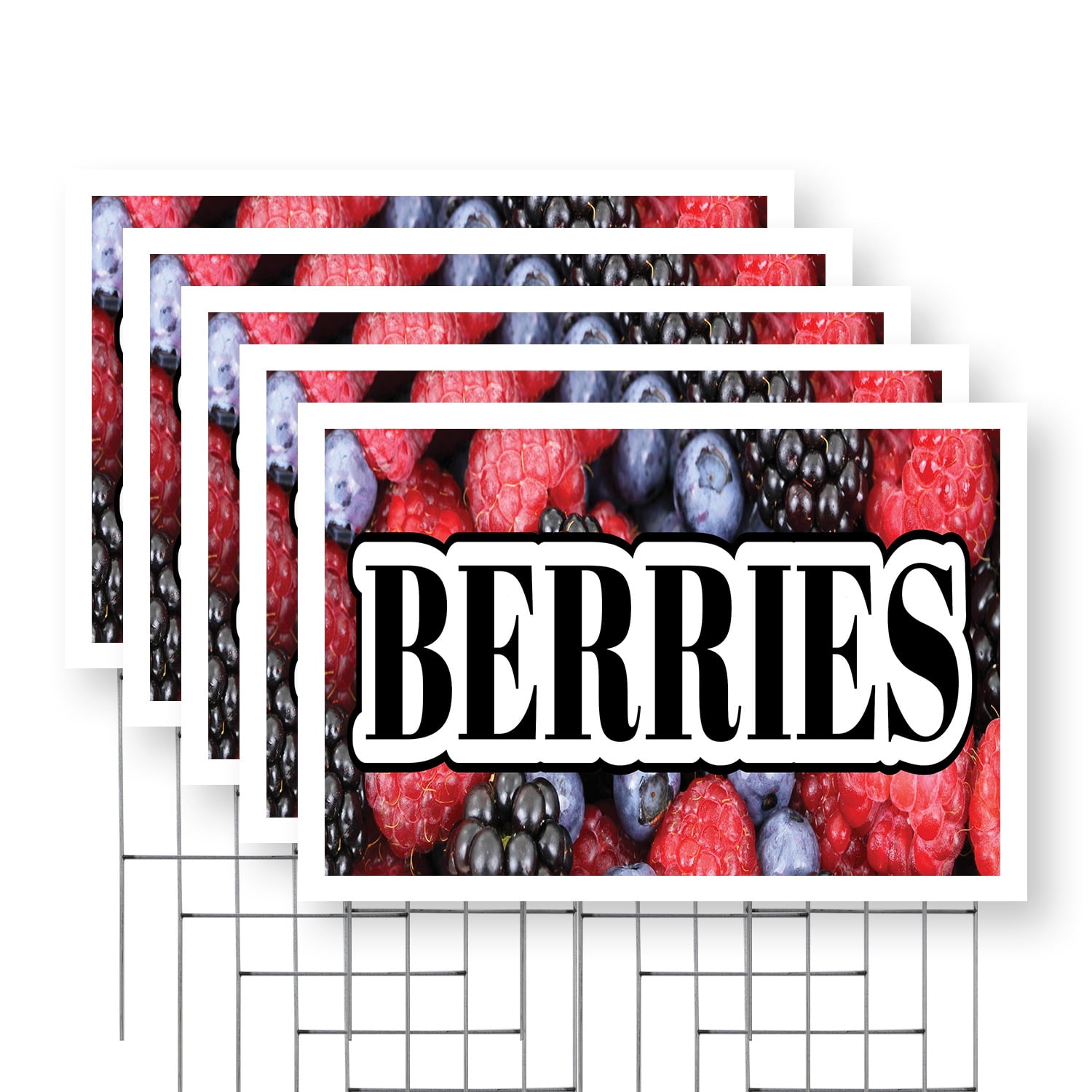 Berries Yard Sign 5 Pack of 24 Inch x 36 Inch Single Sided Weatherproof ...
