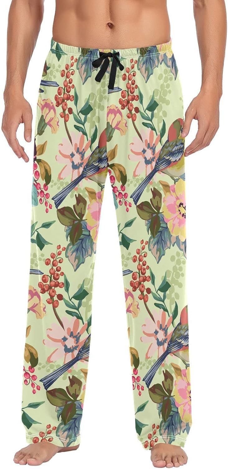 Berries and Birds Men's Pajama Pants, Soft and Comfortable Lounge Sleep ...