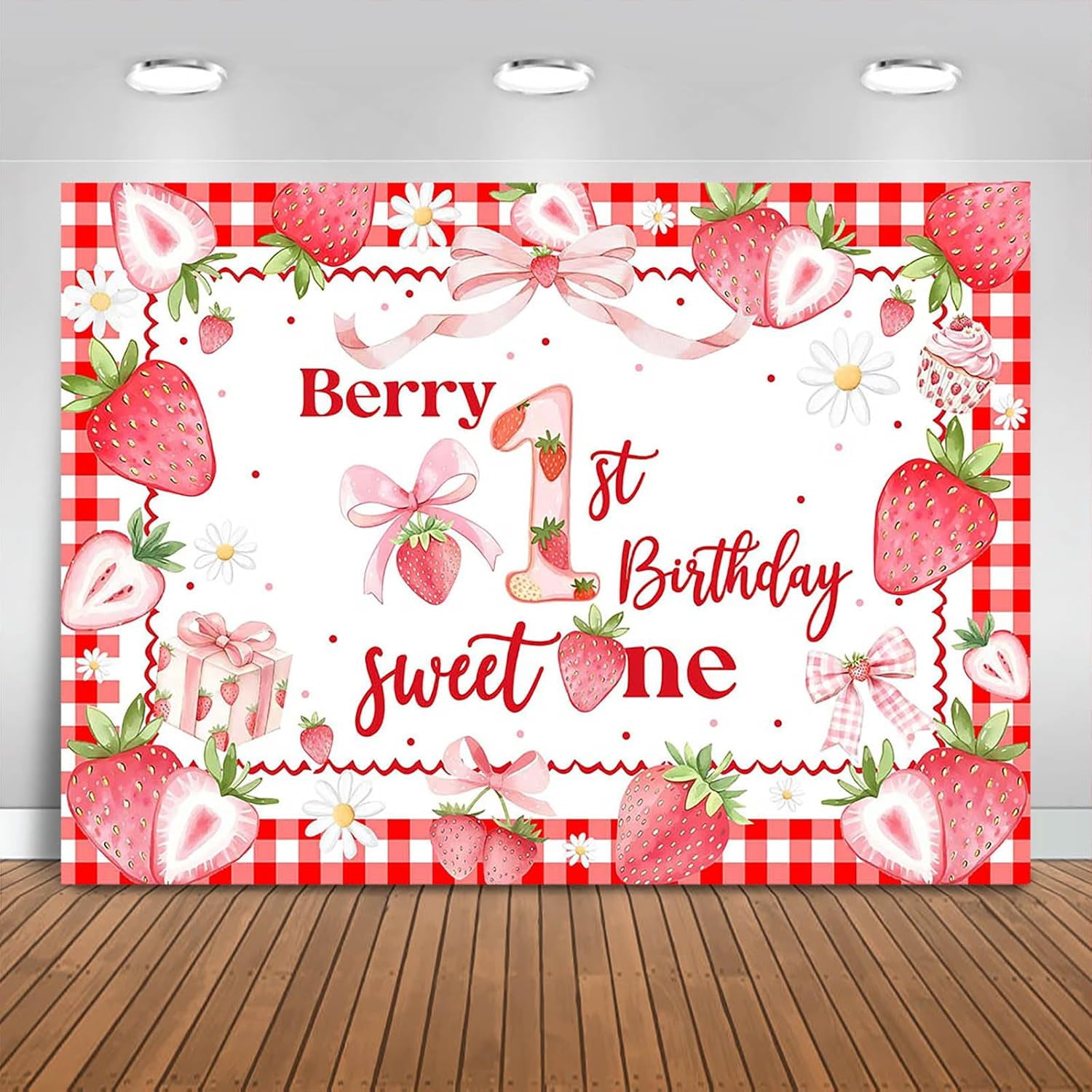Berry 1st Birthday Backdrop Strawberry Happy First Birthday Photography ...