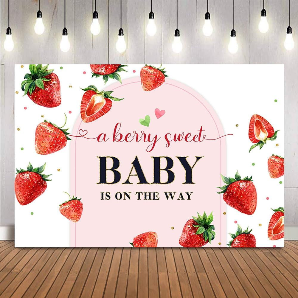Berry Baby Shower Backdrop Strawberry Girl Theme Party Decorations ...