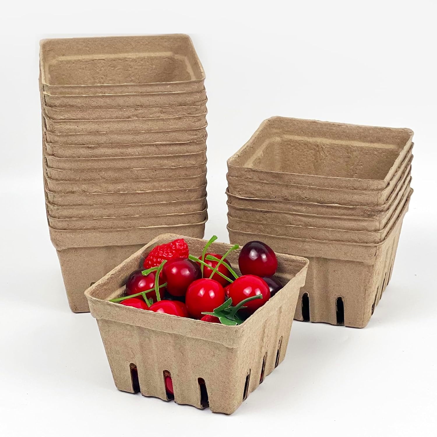 Berry Basket Pulp Fiber Produce Vented Container 20pcs for Fruit ...