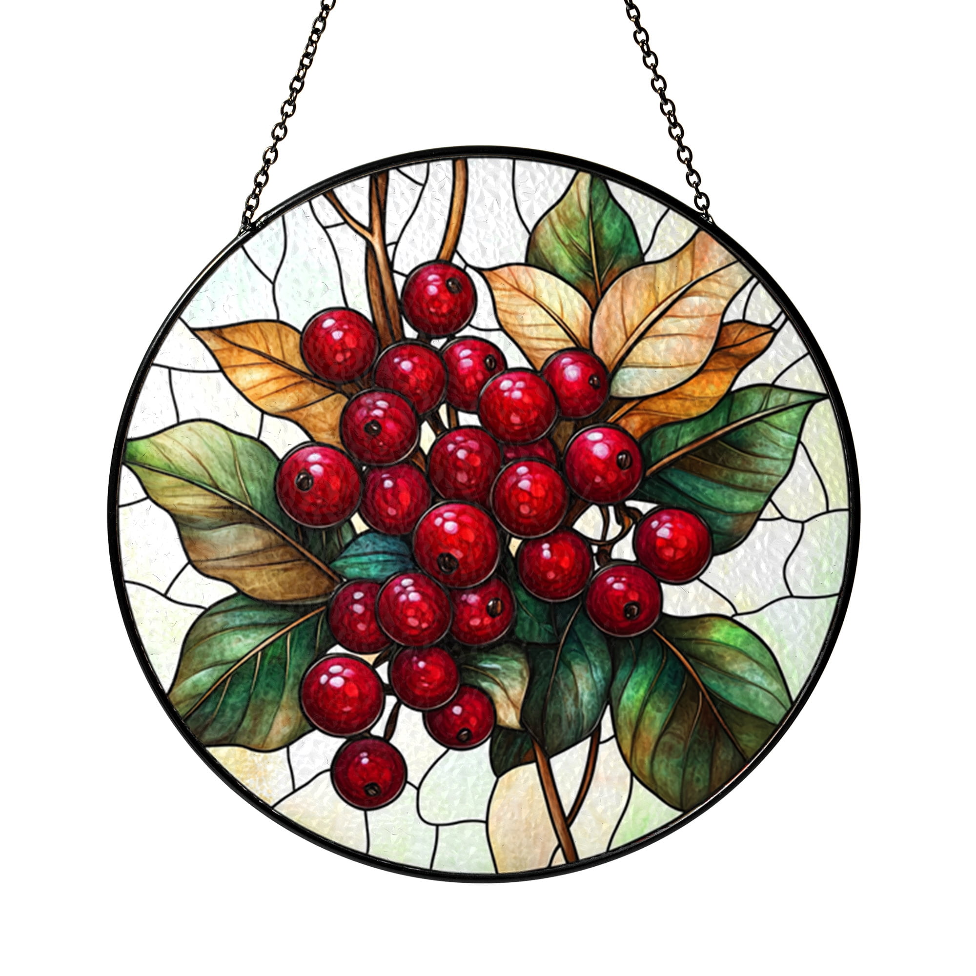 Berry Cluster Botanical Stained Glass Style Suncatcher Window Hanging ...