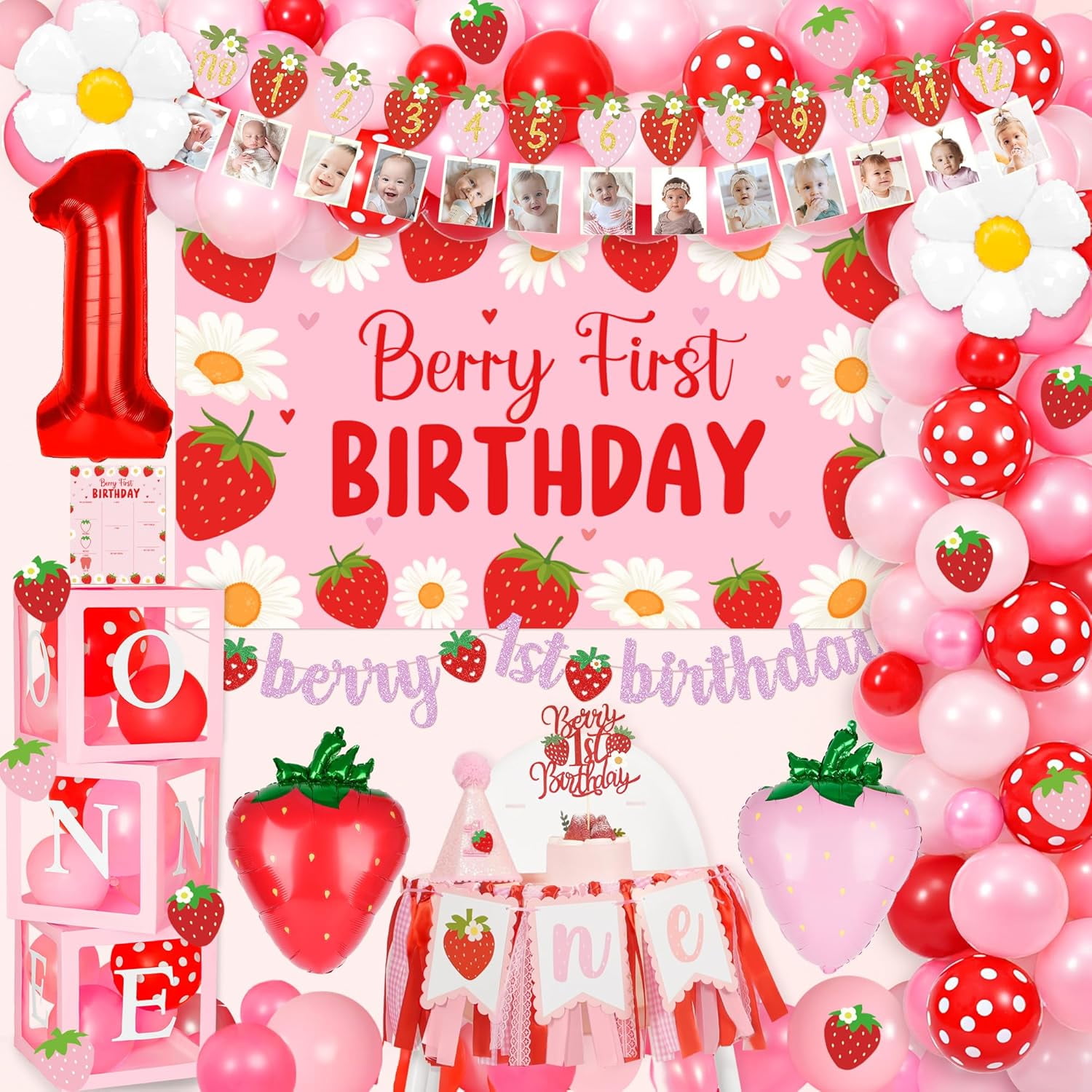 Berry First Birthday Decor Strawberry 1st Birthday Decorations for ...